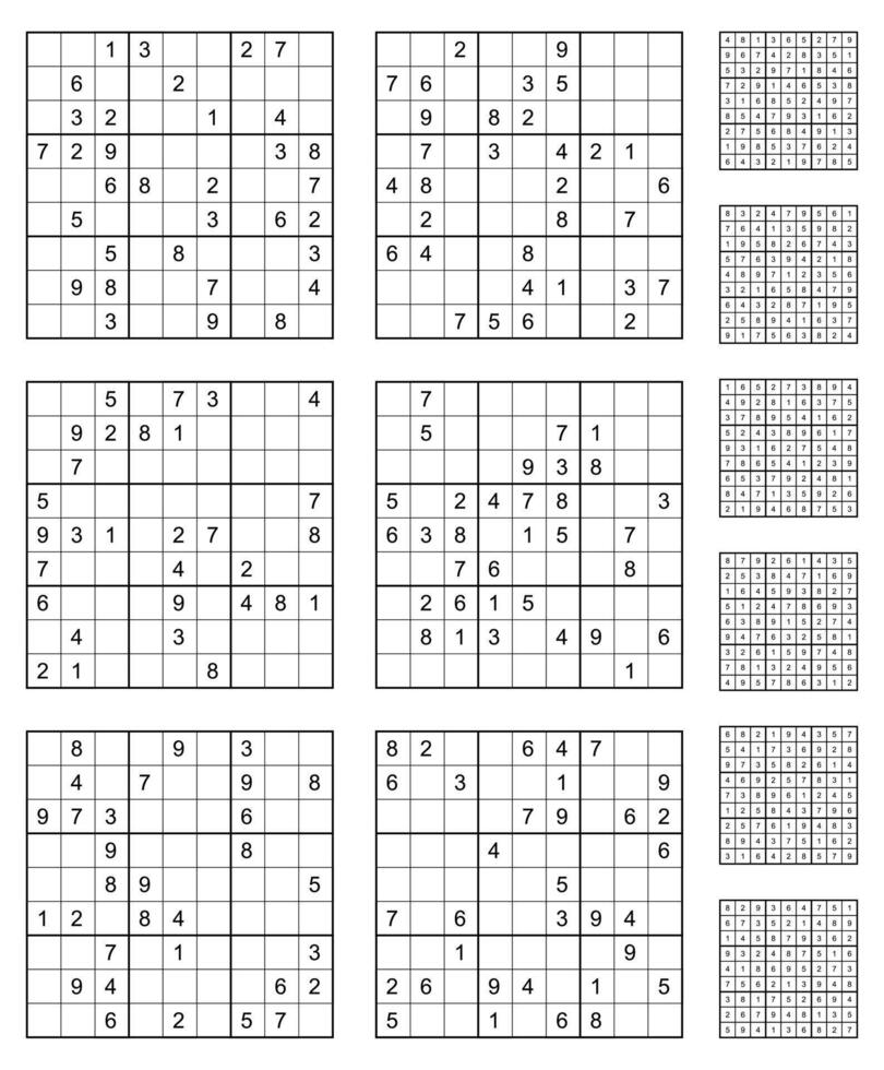 Sudoku Game Set With Answers 42366867 Vector Art At Vecteezy