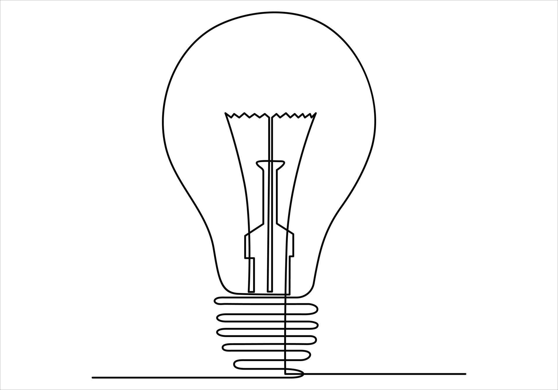 Continuous one line drawing of light bulb out line vector art ...