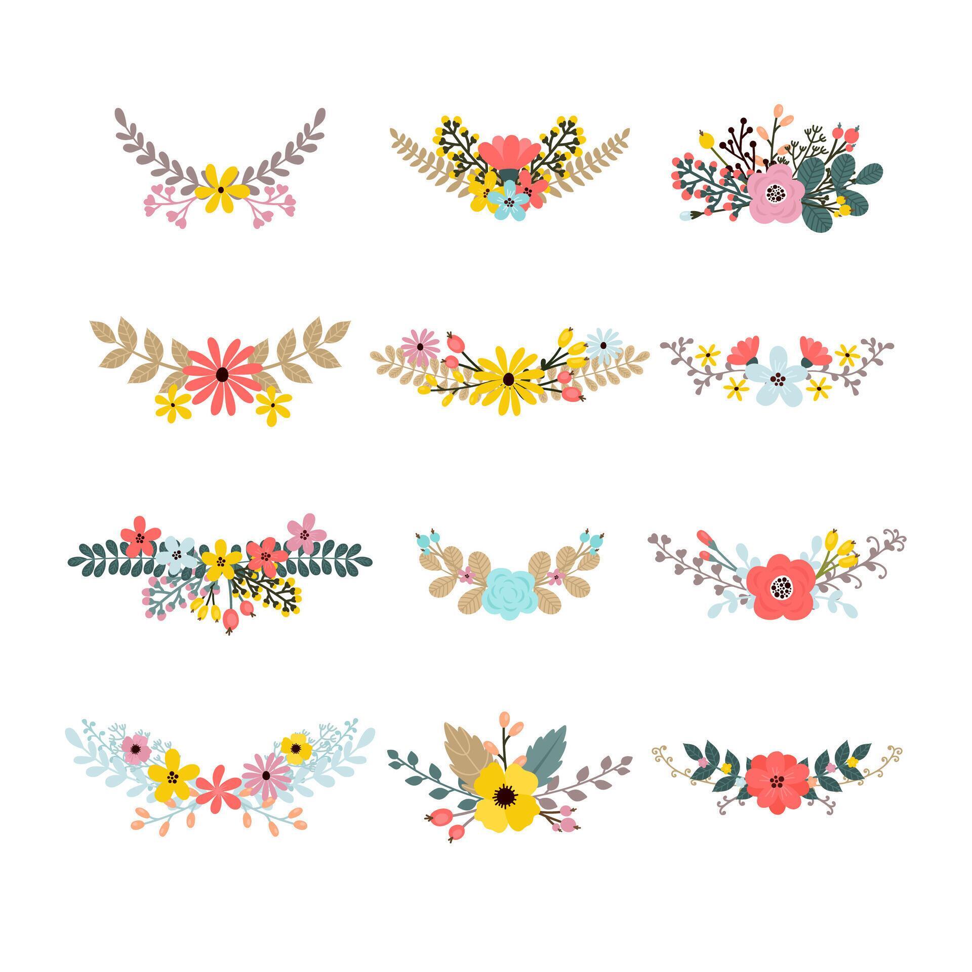 Set of floral bouquets for decoration. Floral design elements. Elegant ... Set of floral bouquets for decoration. Floral design elements. Elegant ...