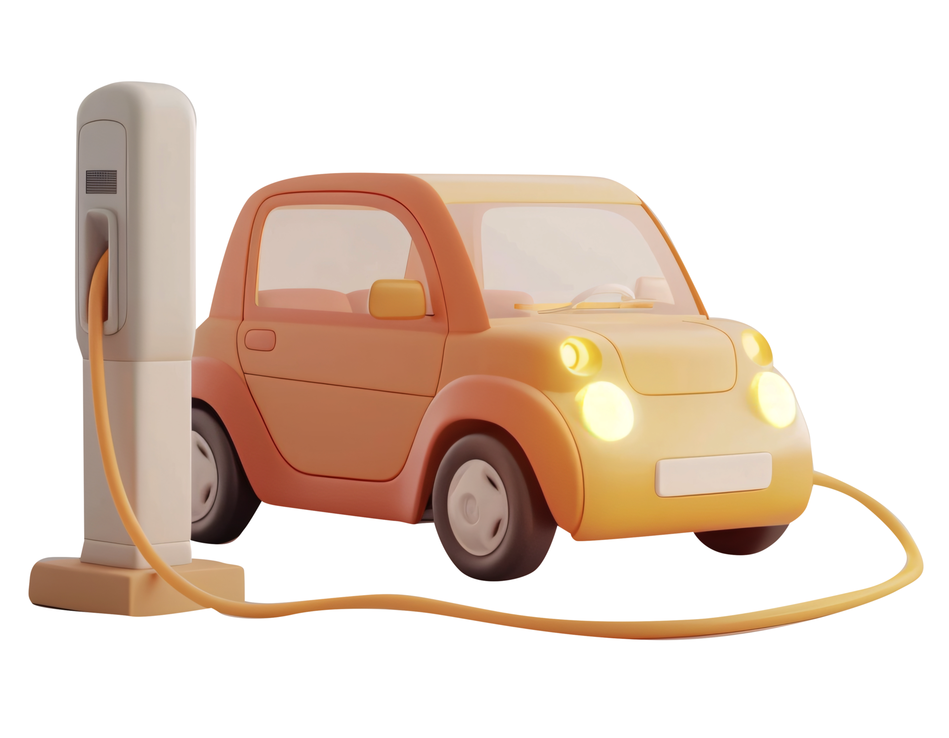 AI generated cute 3d render blender EV Electric Vehicle car isolated die cut png 42380741 PNG