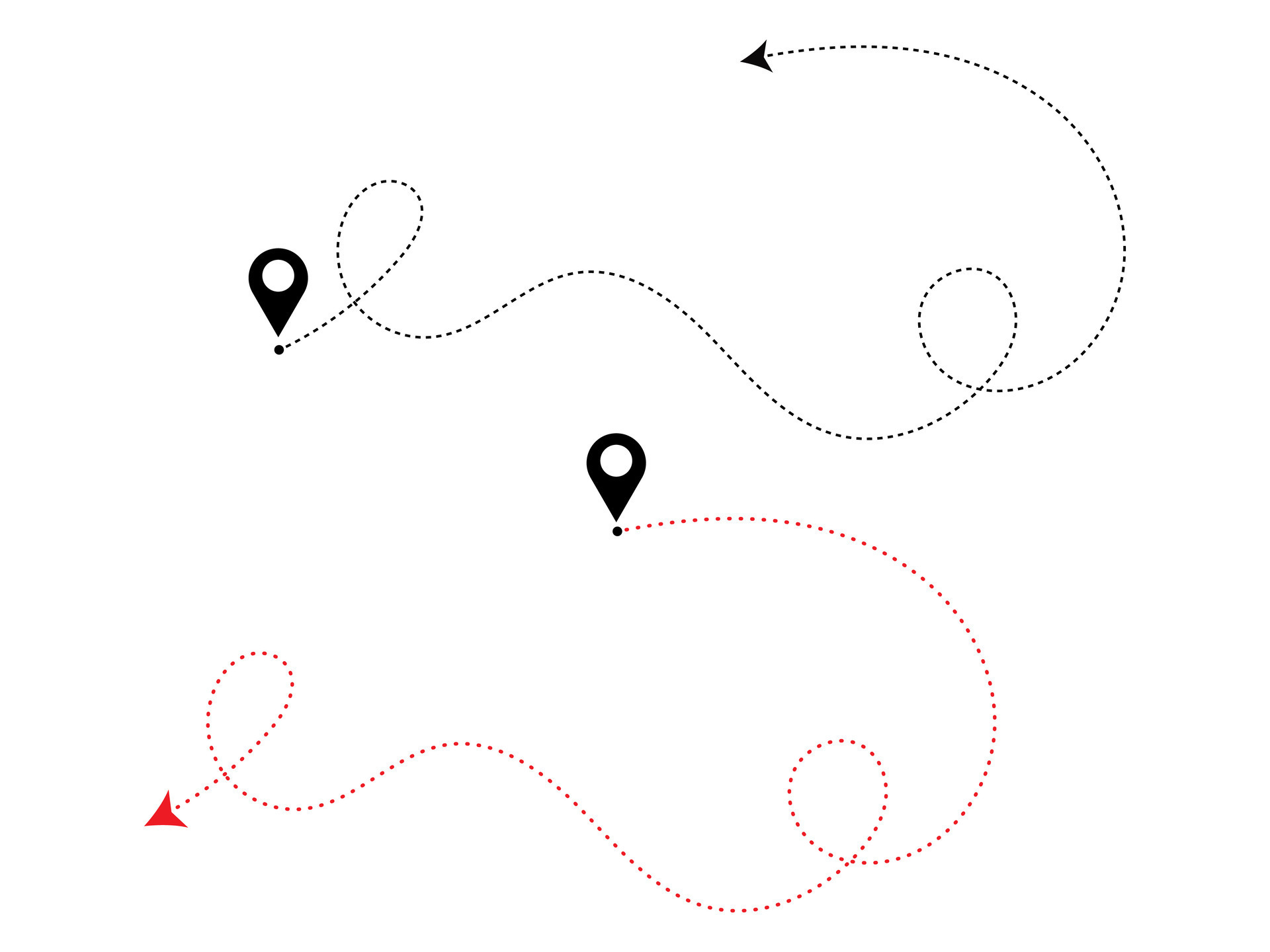 Dashed Line Arrow Route Path Location Pin With Winding Vector 42383954 Vector Art At Vecteezy