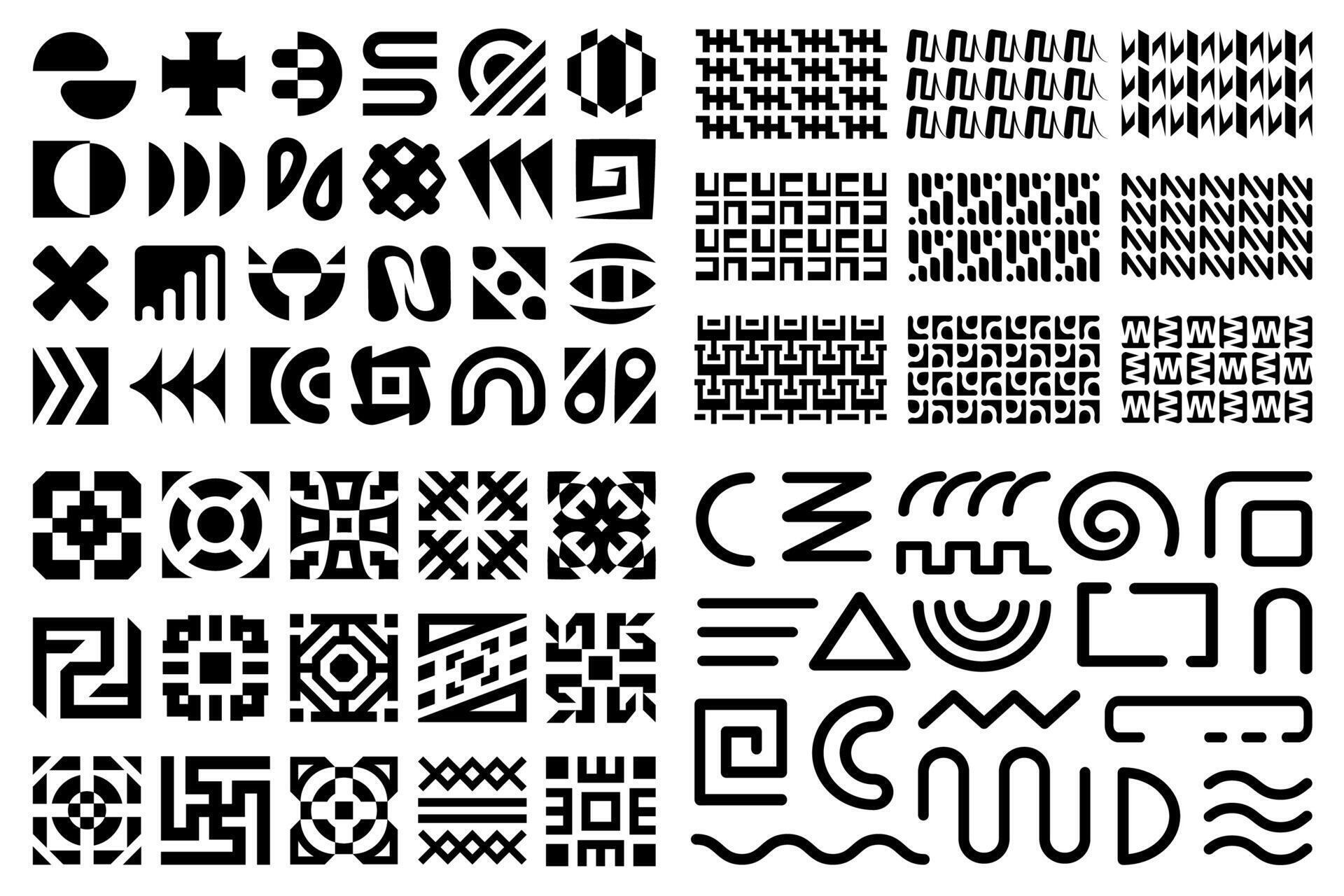Abstract geometric vector design elements set. Flat and linear graphic ... Abstract geometric vector design elements set. Flat and linear graphic ...
