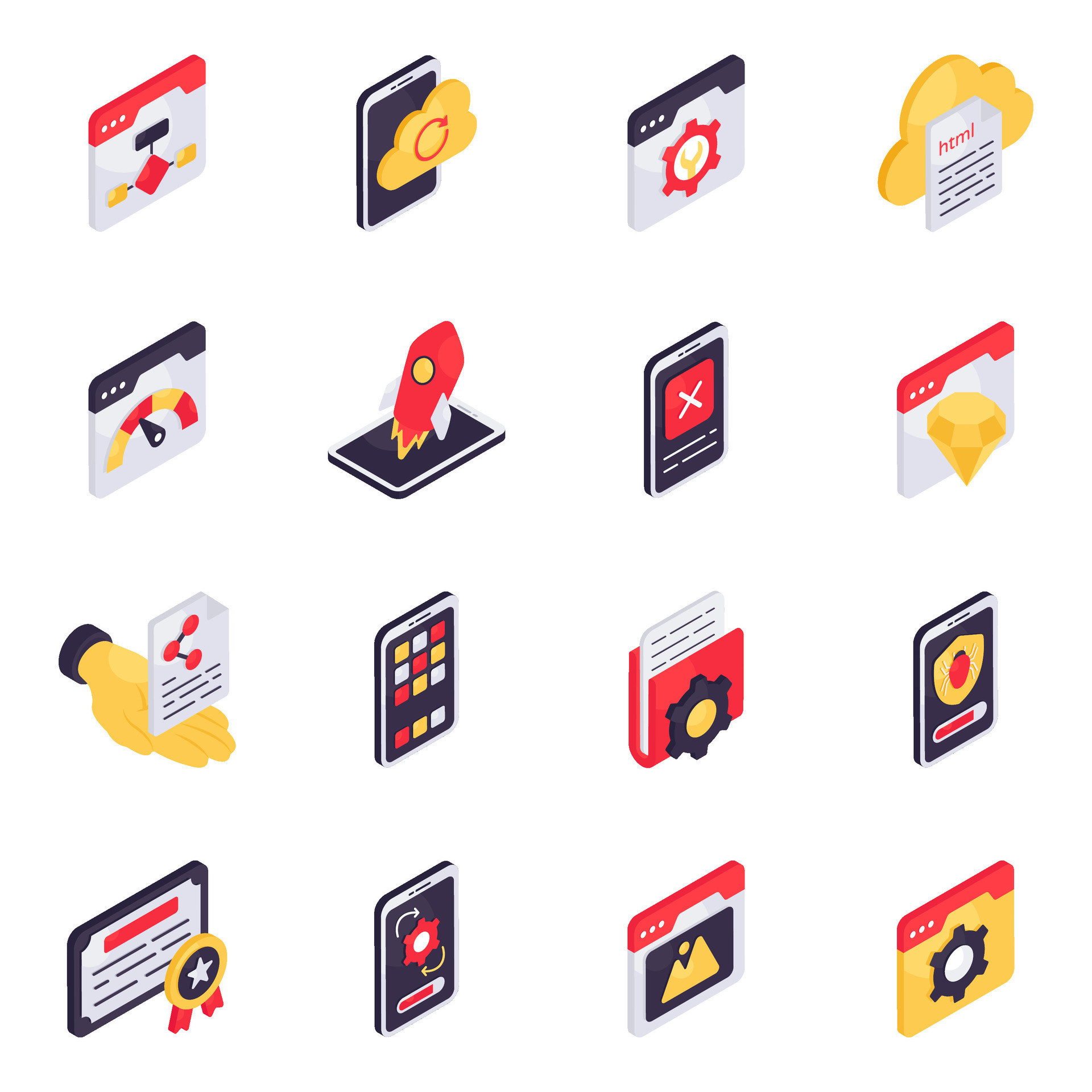 Set of Web and Programming Isometric Icons 42387324 Vector Art at Vecteezy