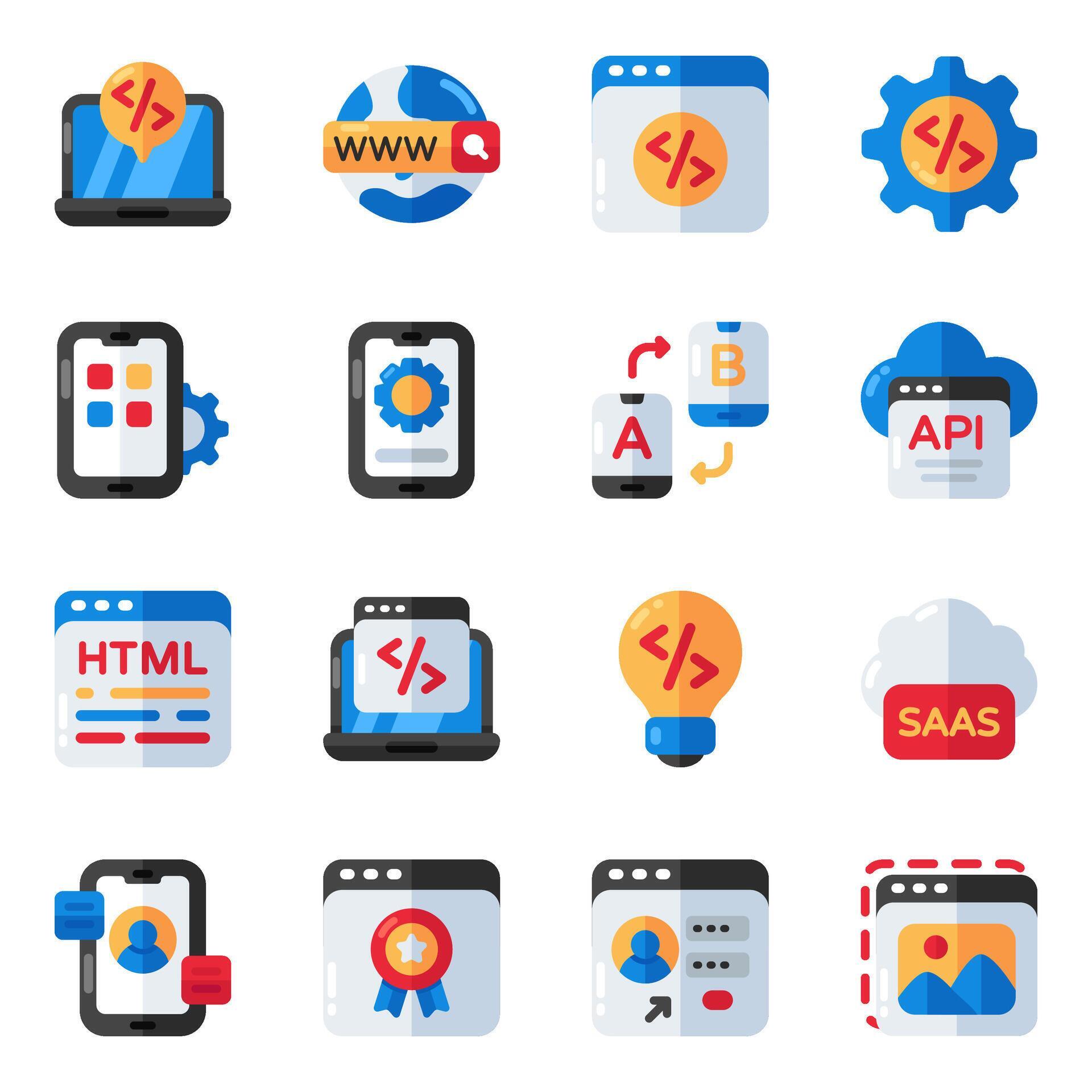Set of Programming Flat Icons 42387405 Vector Art at Vecteezy
