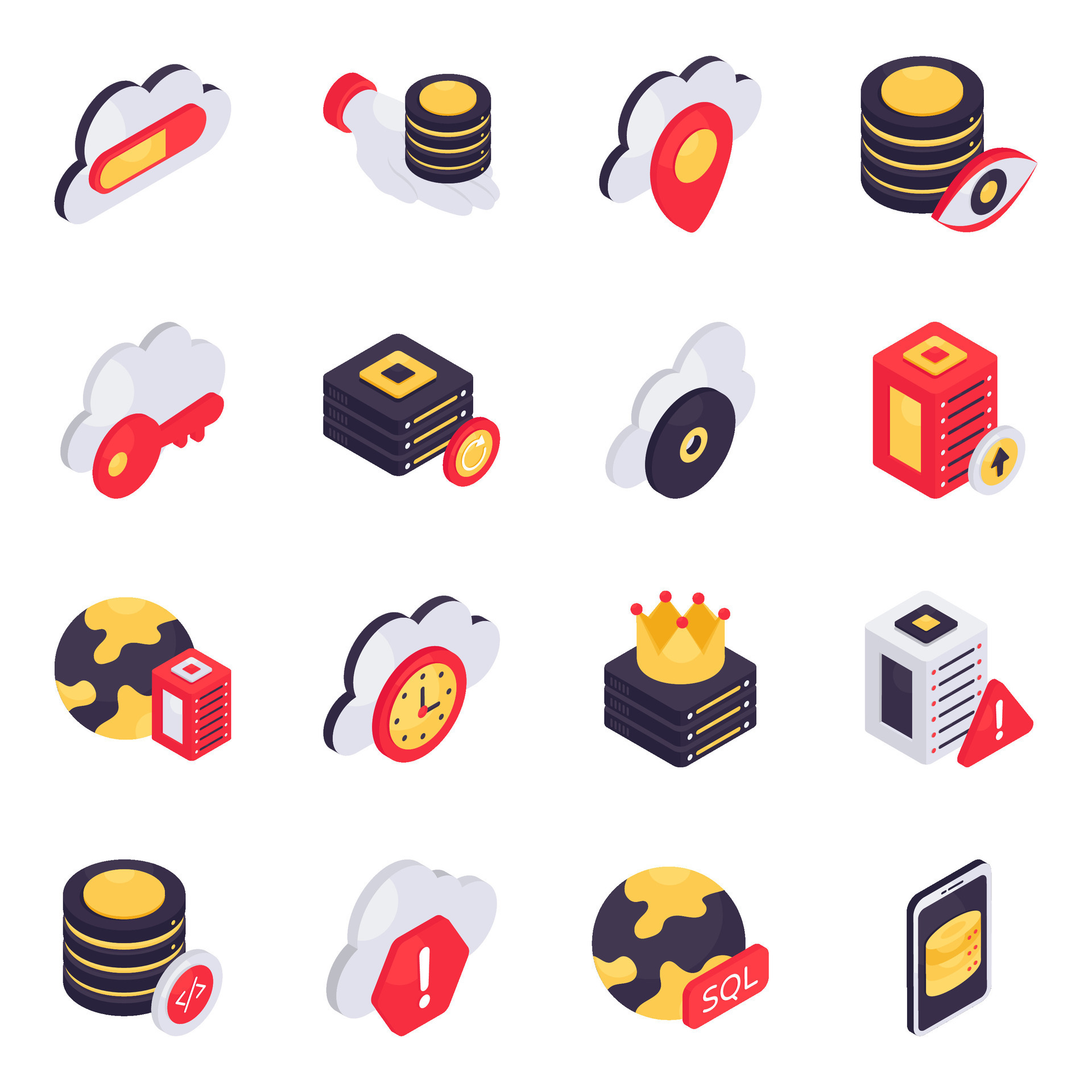 Set of Server and Database Isometric Icons 42387423 Vector Art at Vecteezy
