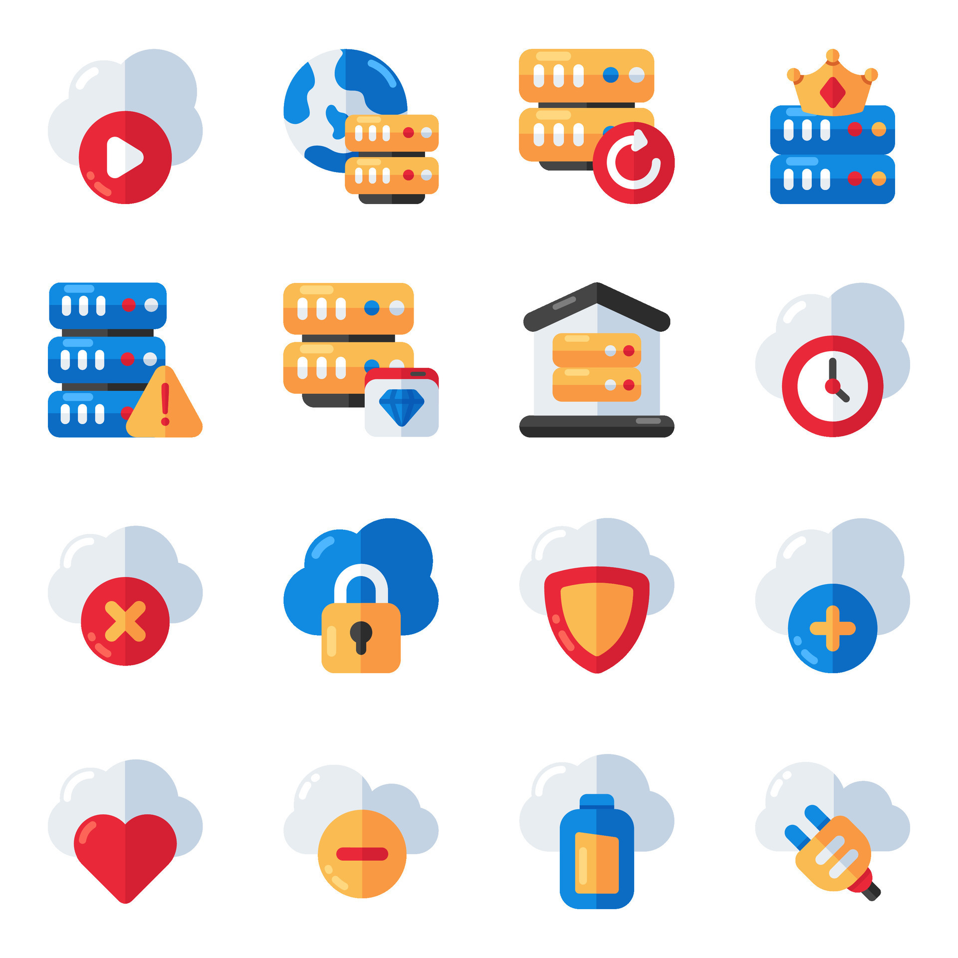 Set of Server and Database Flat Icons 42387457 Vector Art at Vecteezy