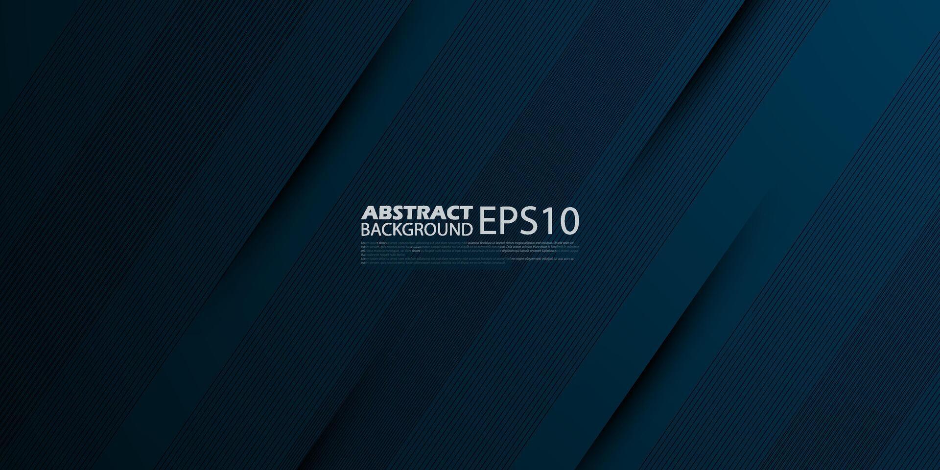 Dark blue dynamic abstract vector background with straight shadow, blend line pattern. Creative ...