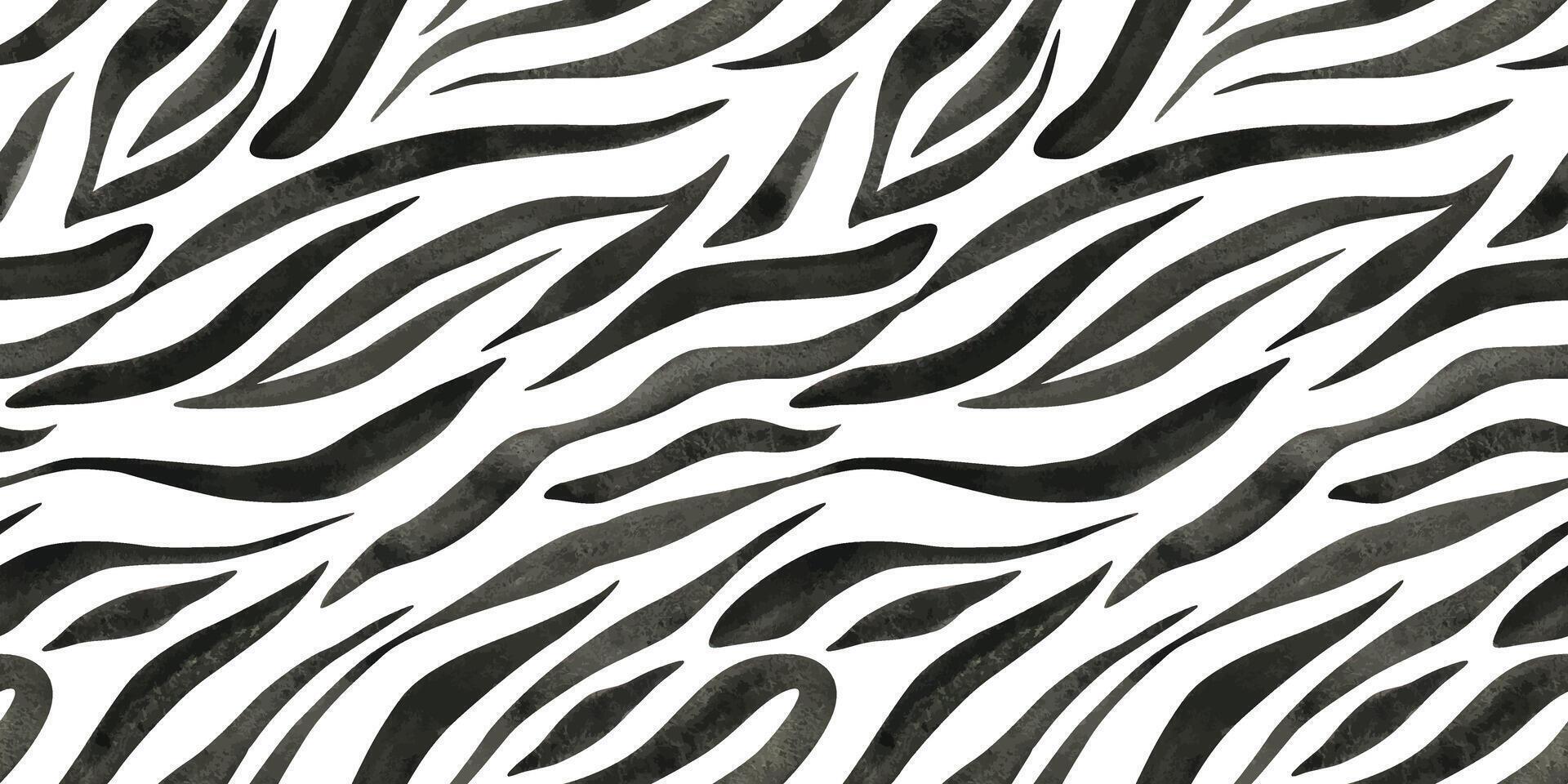 Zebra skin imitation watercolor seamless pattern. Stripy black and ...
