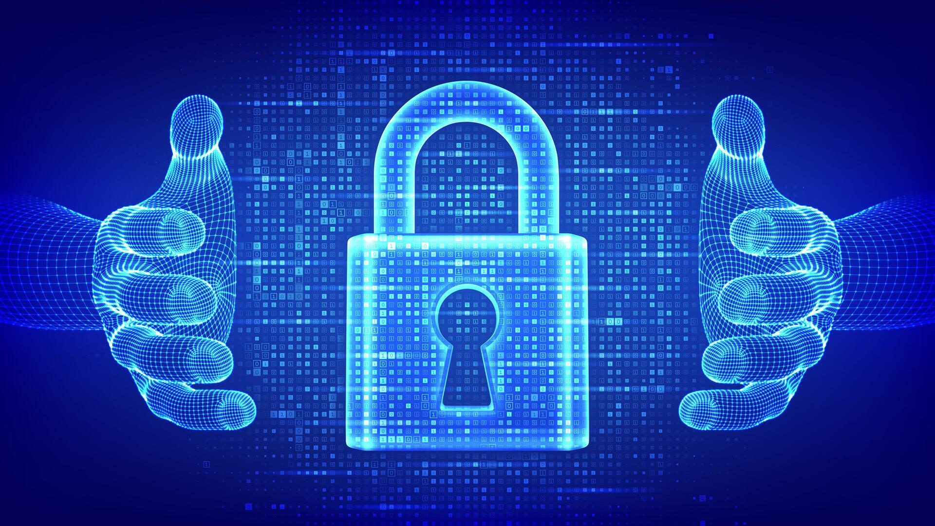 Lock Cyber Security Padlock With Keyhole Icon Made With Binary Code