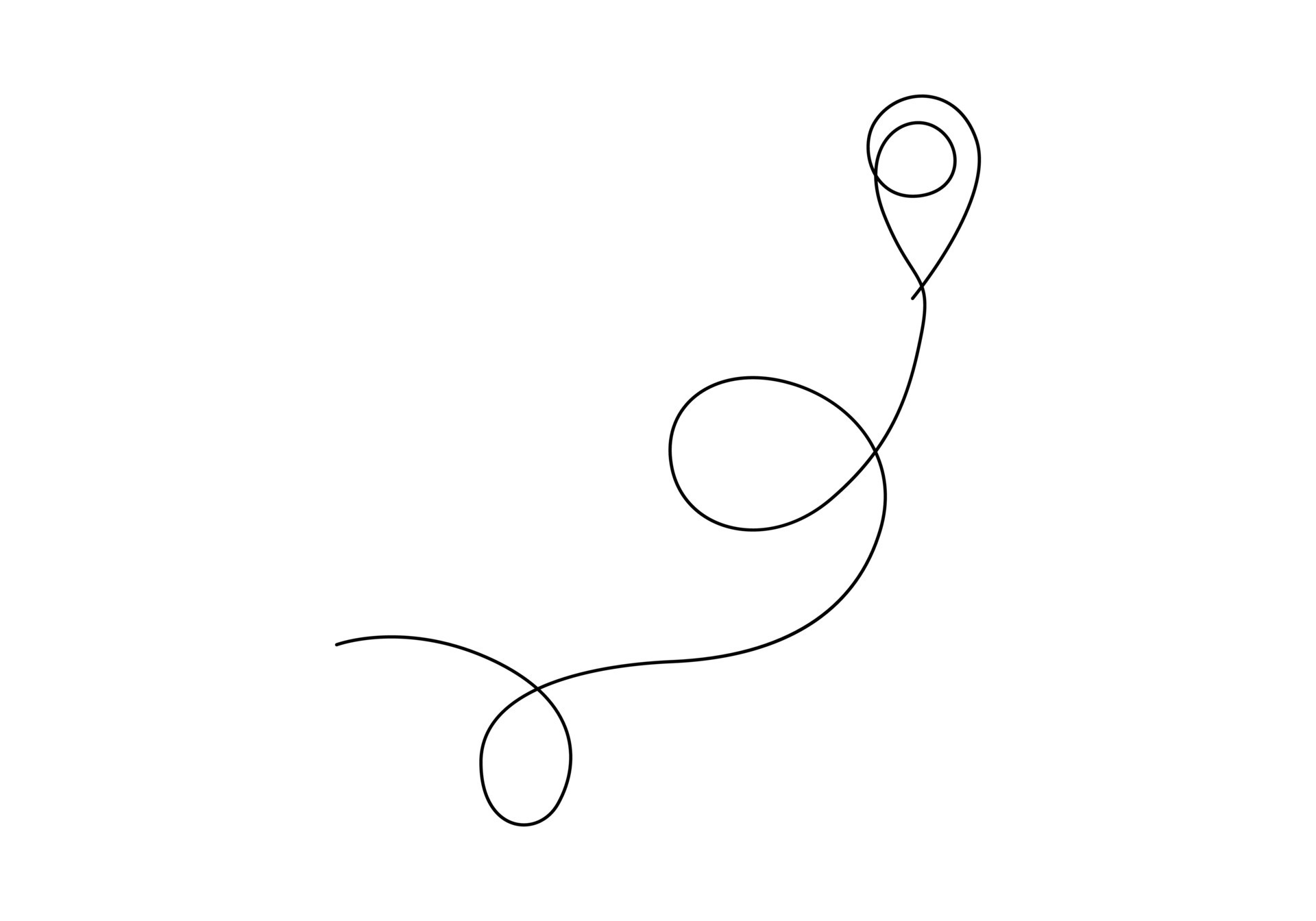 One continuous line drawing of path and location pointers simple pins ... One continuous line drawing of path and location pointers simple pins ...