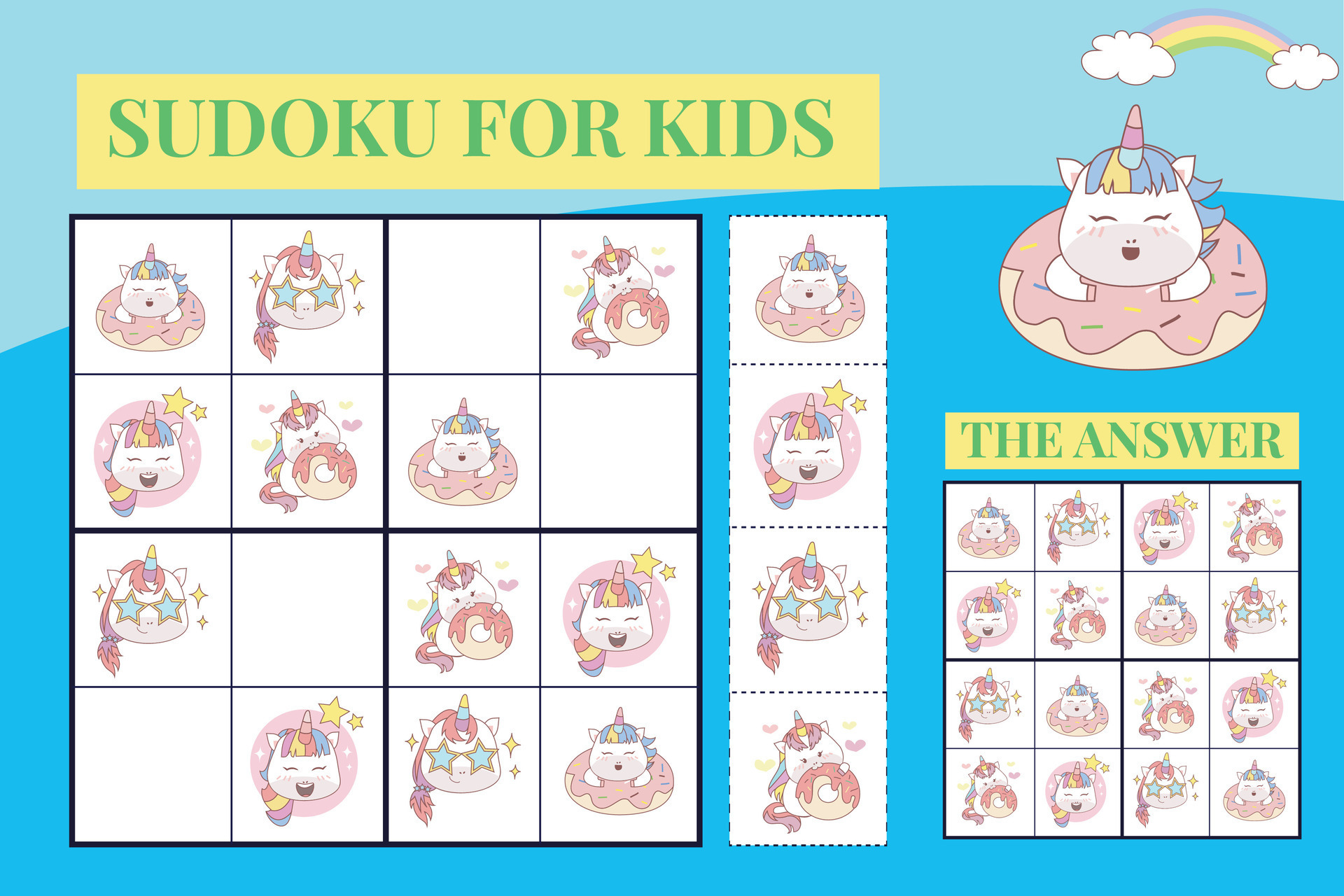 Sudoku sheet for kids. Logic puzzle for kids. Printable puzzle game for ...