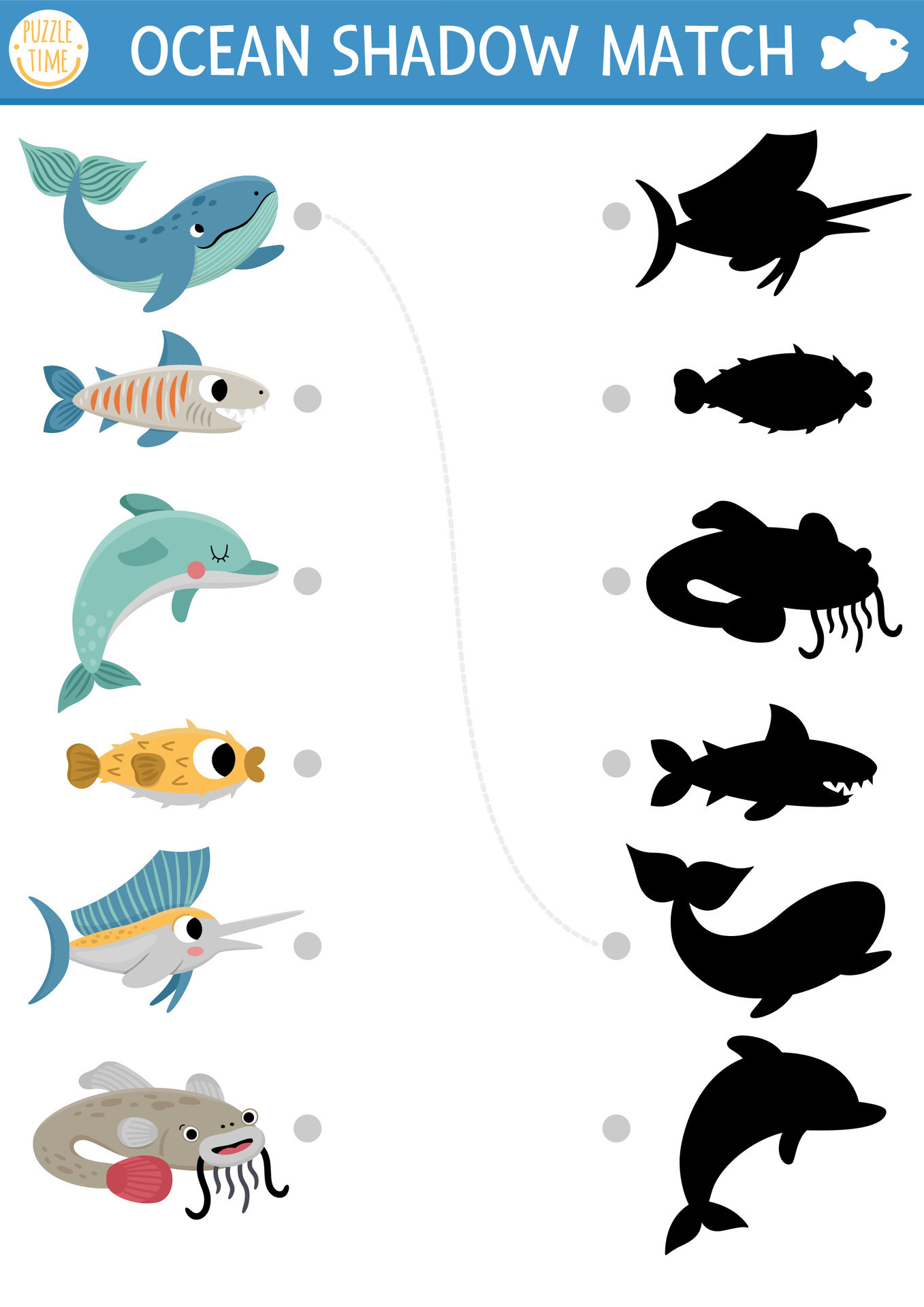 Under the sea shadow matching activity with fish. Ocean puzzle with ... Under the sea shadow matching activity with fish. Ocean puzzle with ...