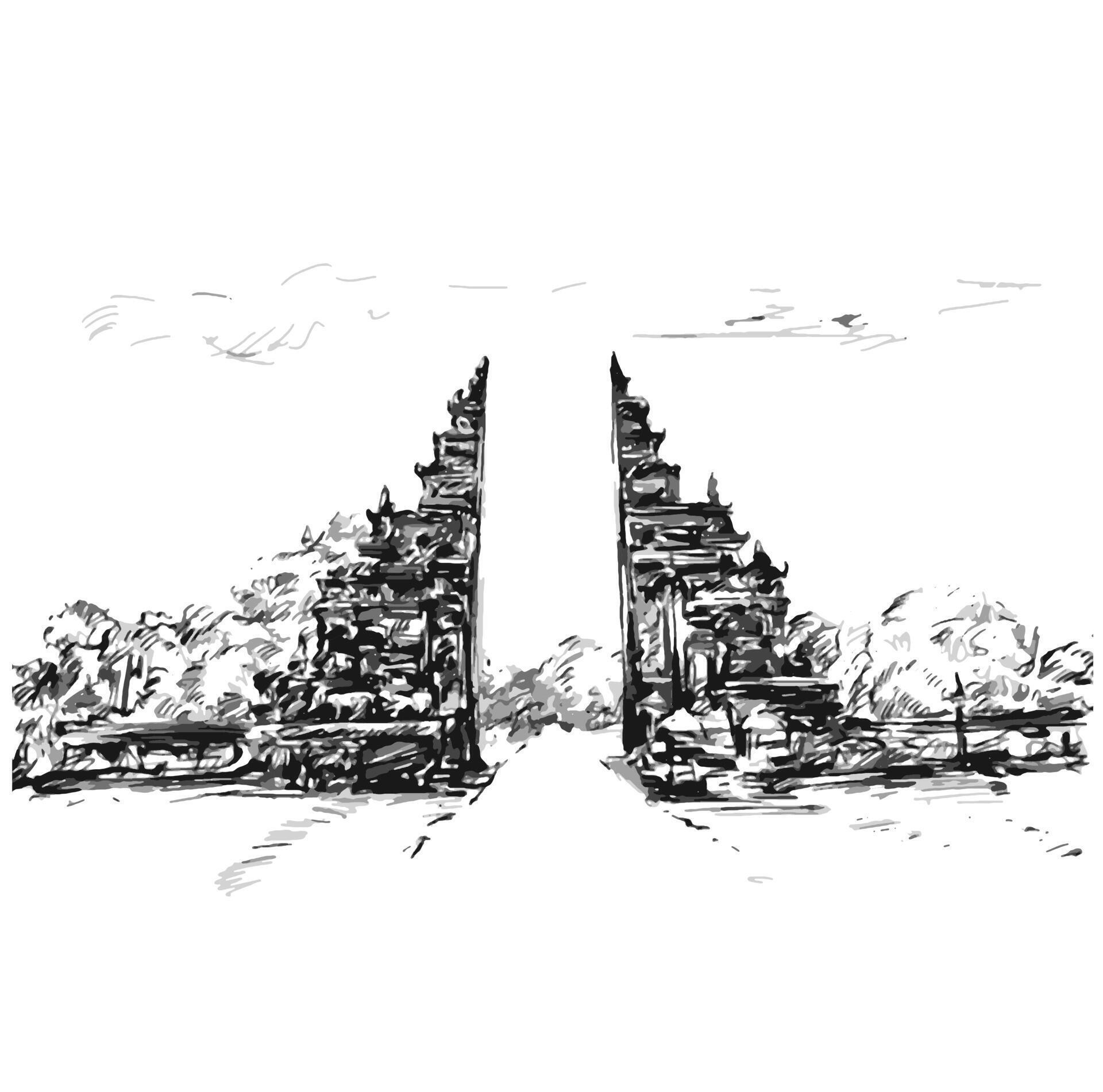 Drawing of Gardian statue at entrance Bali temple 42392796 Vector Art ... Drawing of Gardian statue at entrance Bali temple 42392796 Vector Art ...