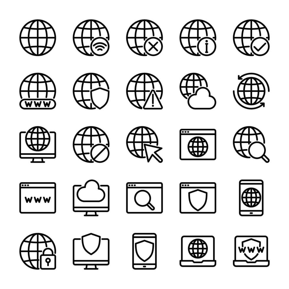 Internet Connection Icon Collection Vector In Line Style 42395943 Vector Art At Vecteezy