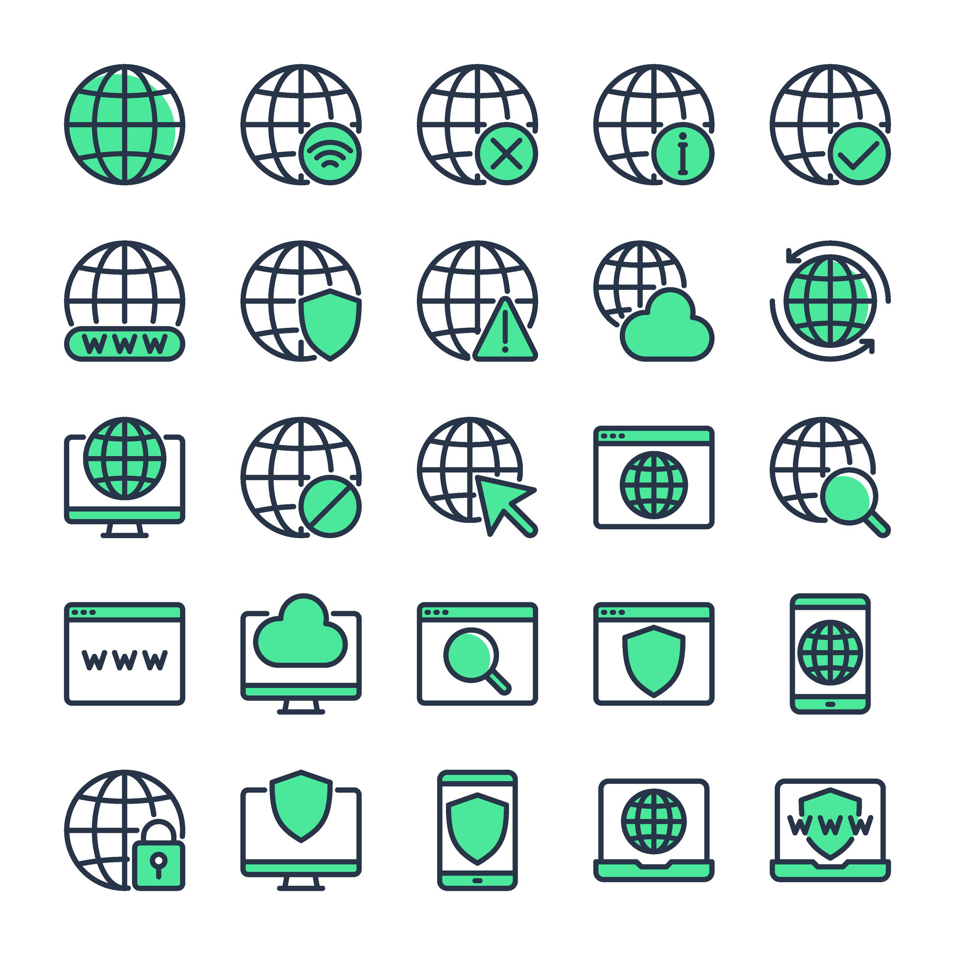Internet Connection Icon Collection Vector In Dual Color Style 42395969 Vector Art At Vecteezy