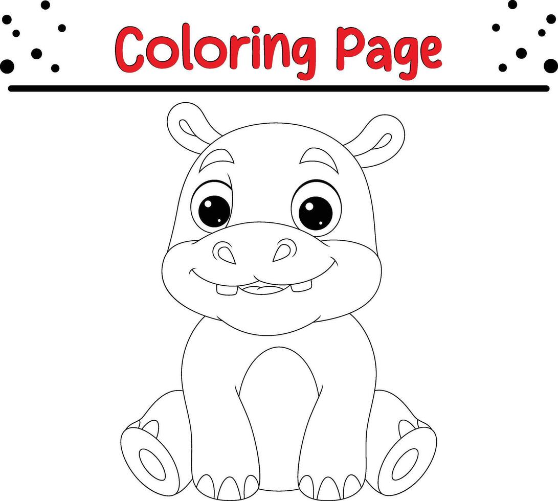 Cute Hippo coloring page for kids. Animal coloring book 42397011 Vector ...