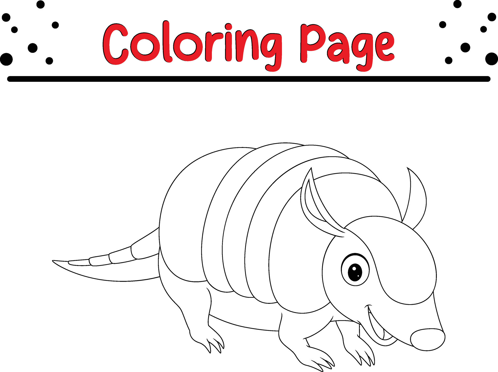 Cute armadillo coloring page for kids. Animal coloring book 42397035 Vector Art at Vecteezy