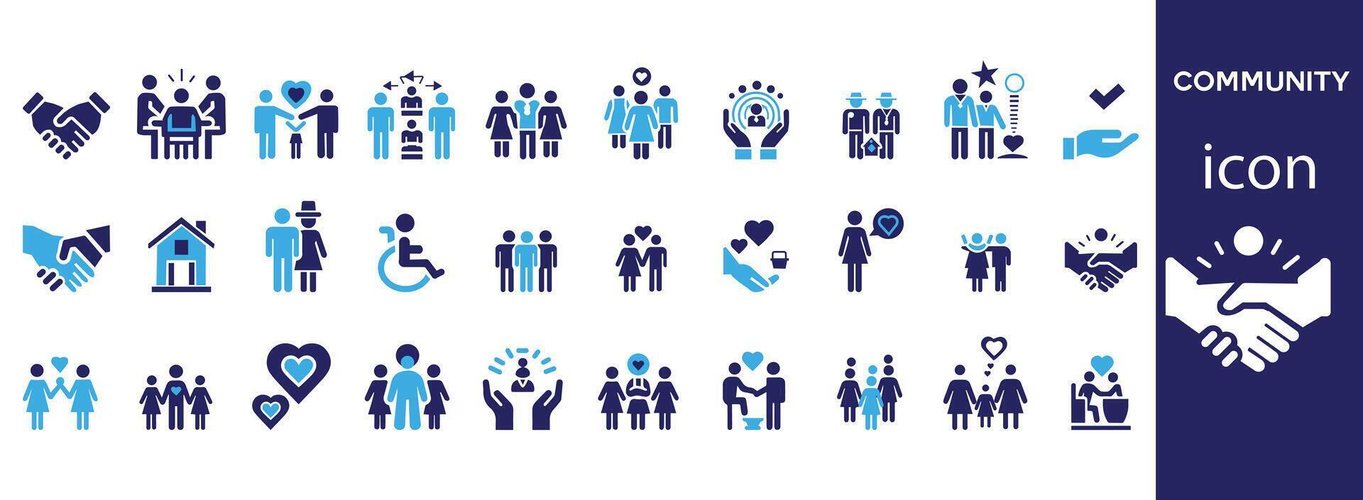 Community Icon Set. Containing People, Friendship, Social, Diversity