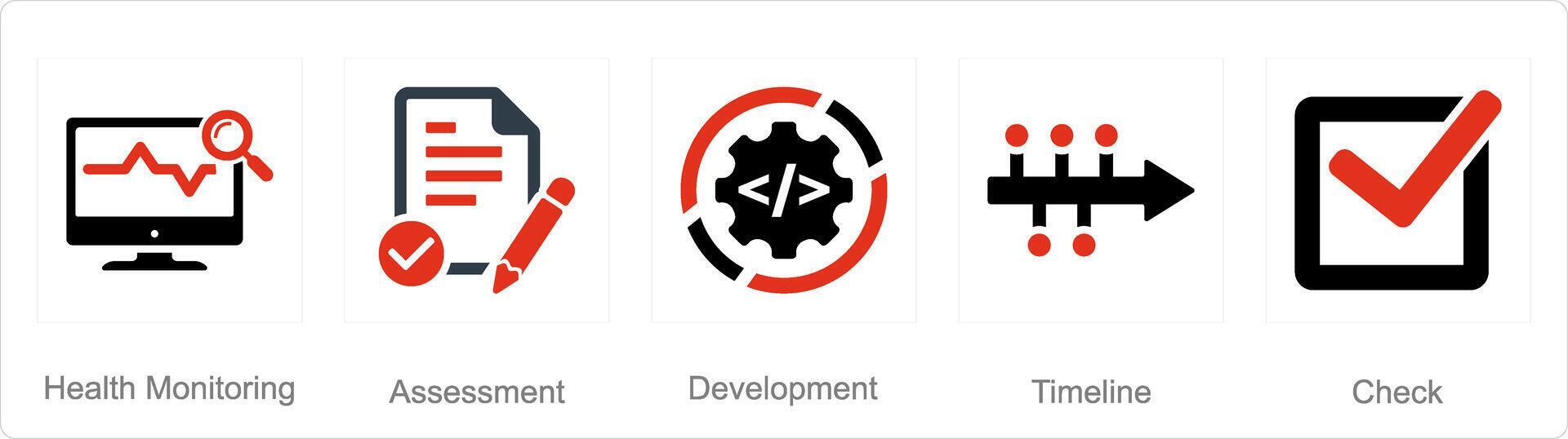 A Set Of 5 Actionplan Icons As Health Monitoring Assessment