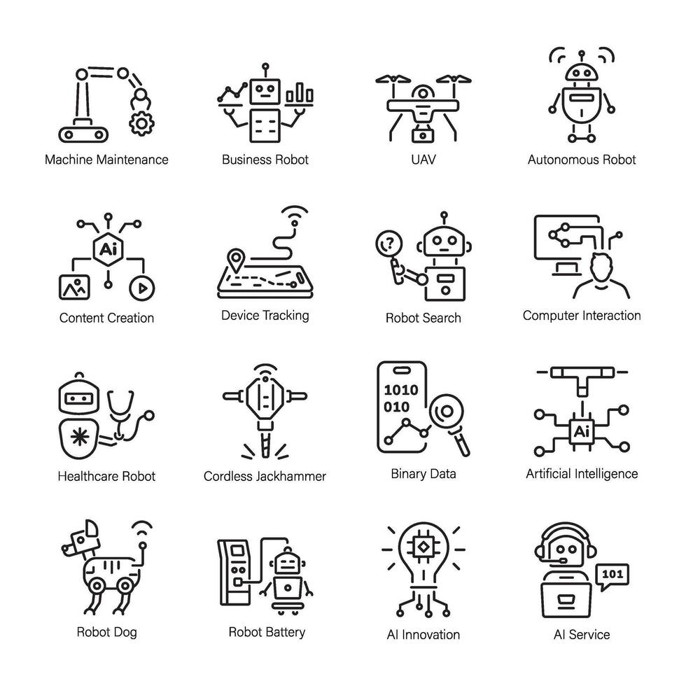 Bundle of AI and Robotics Linear Icons 42407279 Vector Art at Vecteezy
