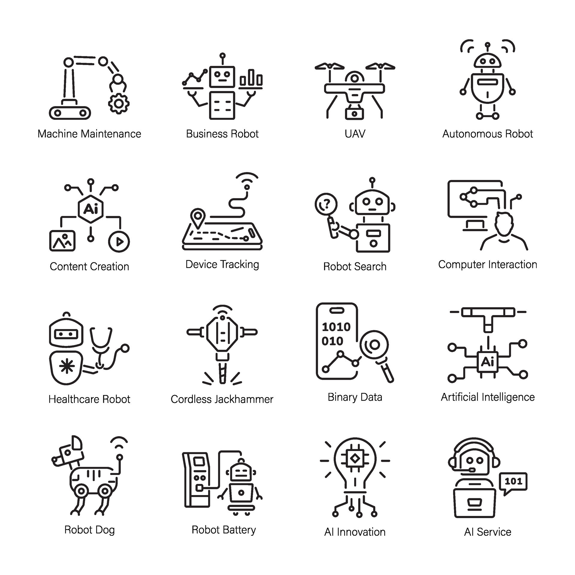 Bundle Of Ai And Robotics Linear Icons 42407279 Vector Art At Vecteezy