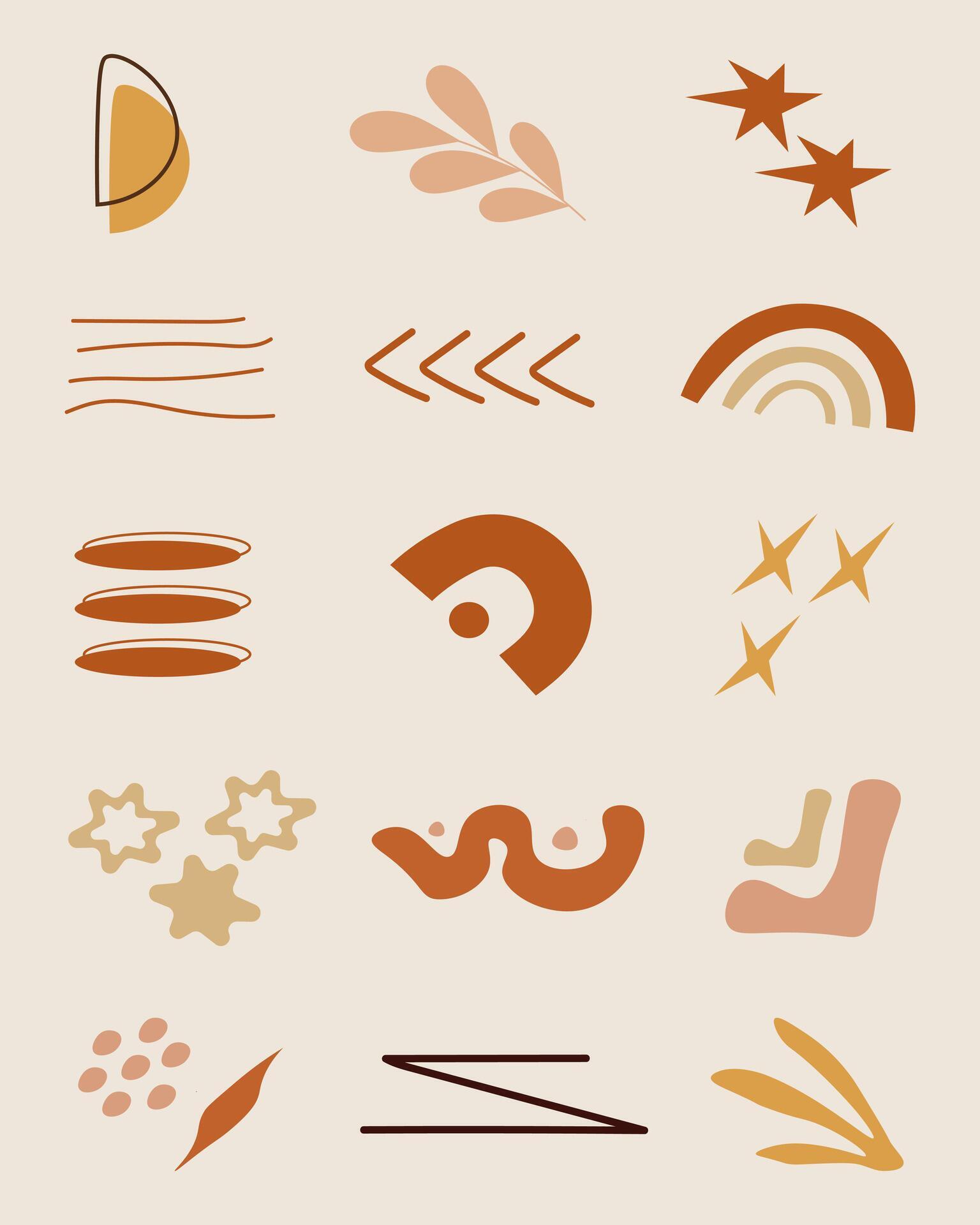 Hand drawn boho chic bohemian shape vector element bundle 42407930 ...