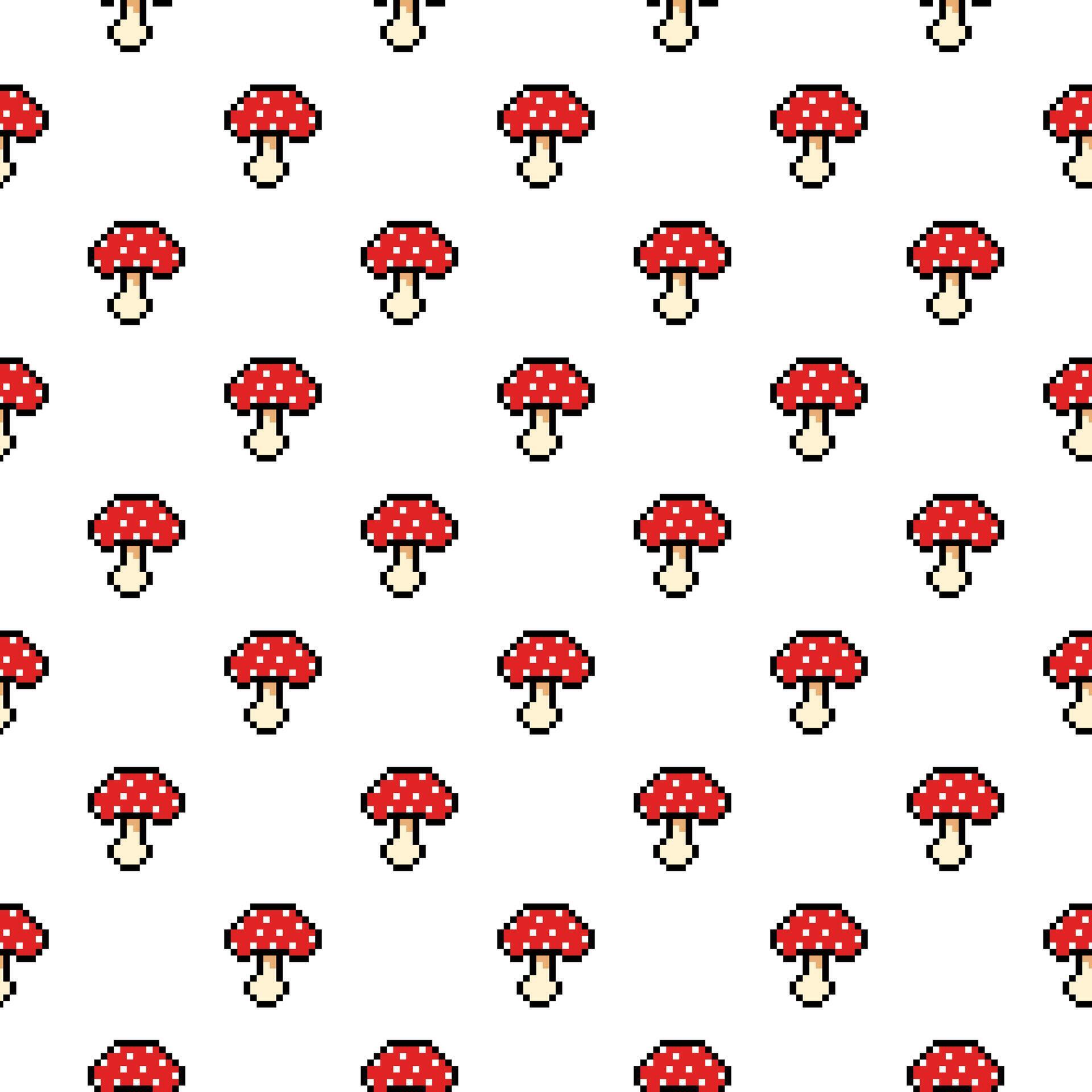 Pixel Amanita Muscaria Seamless Pattern Vector Illustration 42410339