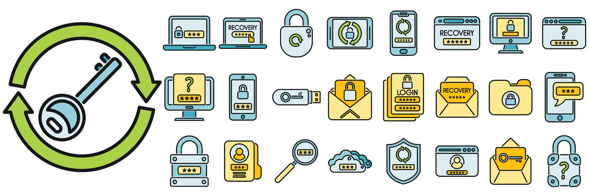 Password Recovery Icon Outline Vector Computer Lock 42522210 Vector