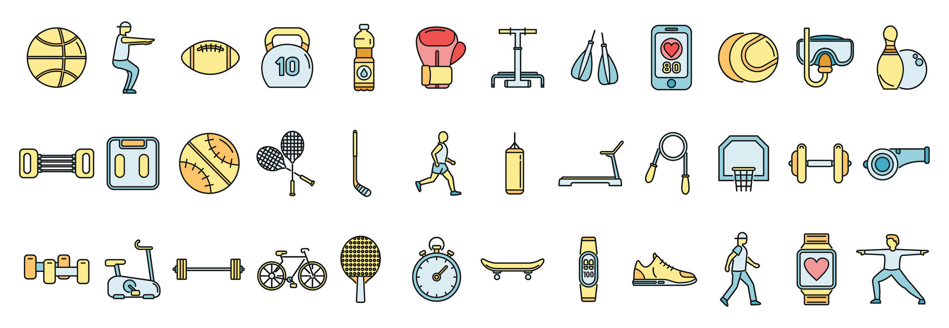 Physical activity icons set vector color line 42522298 Vector Art at ...