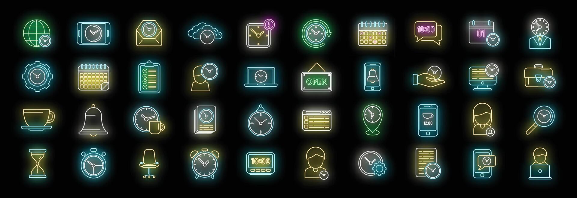 Flexible working hours icons set vector neon 42522972 Vector Art at ... Flexible working hours icons set vector neon 42522972 Vector Art at ...