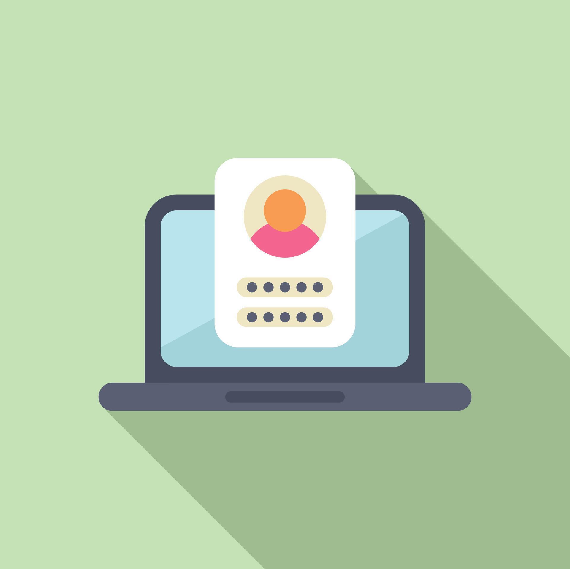 Laptop user access icon flat vector. Two factor authentication 42522994 ...
