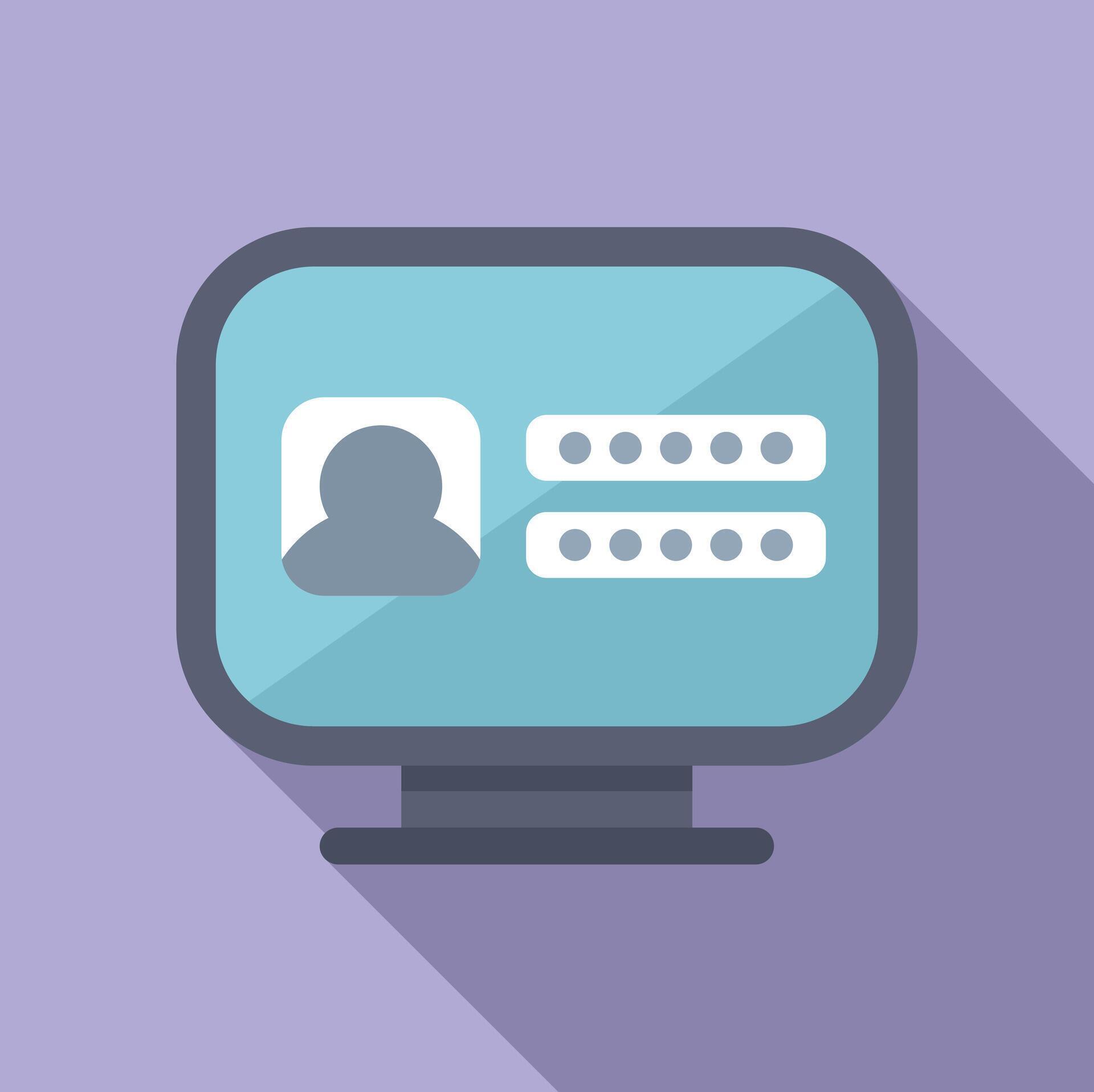 User account passcode icon flat vector. Computer code registration ...