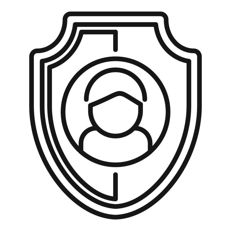 Secured User Shield Icon Outline Vector Two Factor Authentication