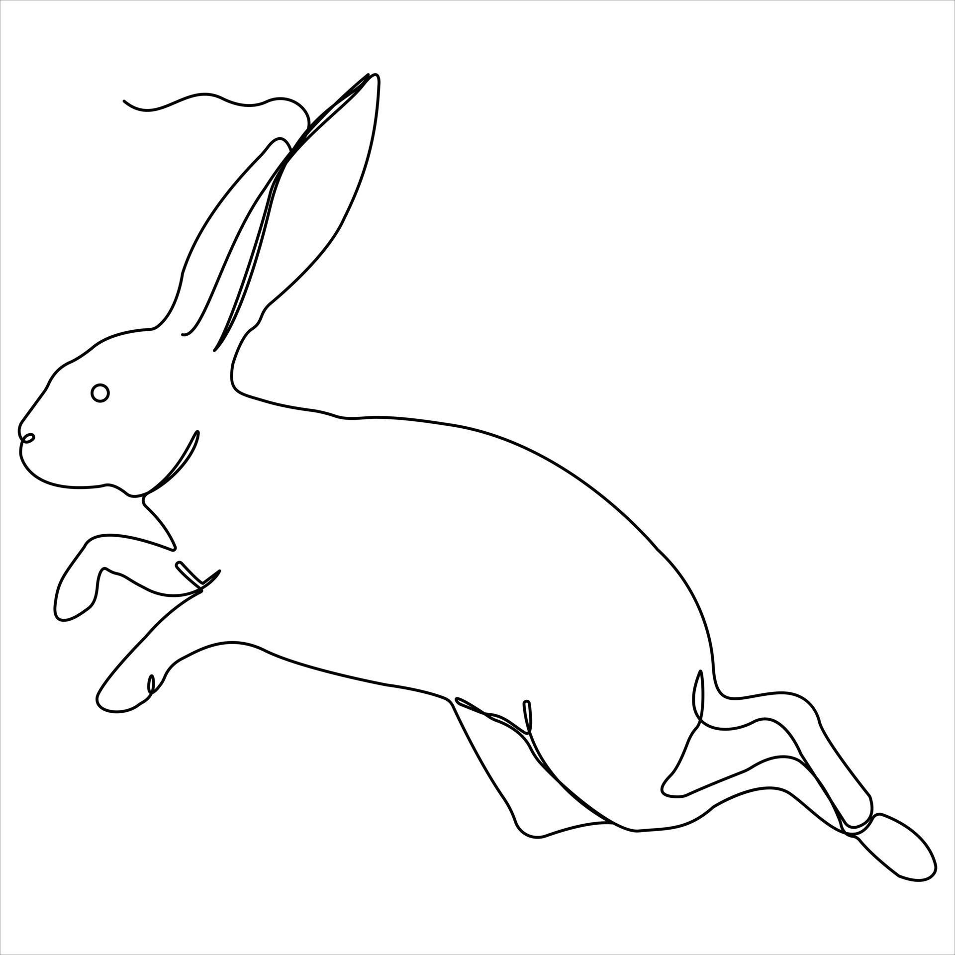 Single line continuous drawing of cute rabbit and concept Easter bunny ...