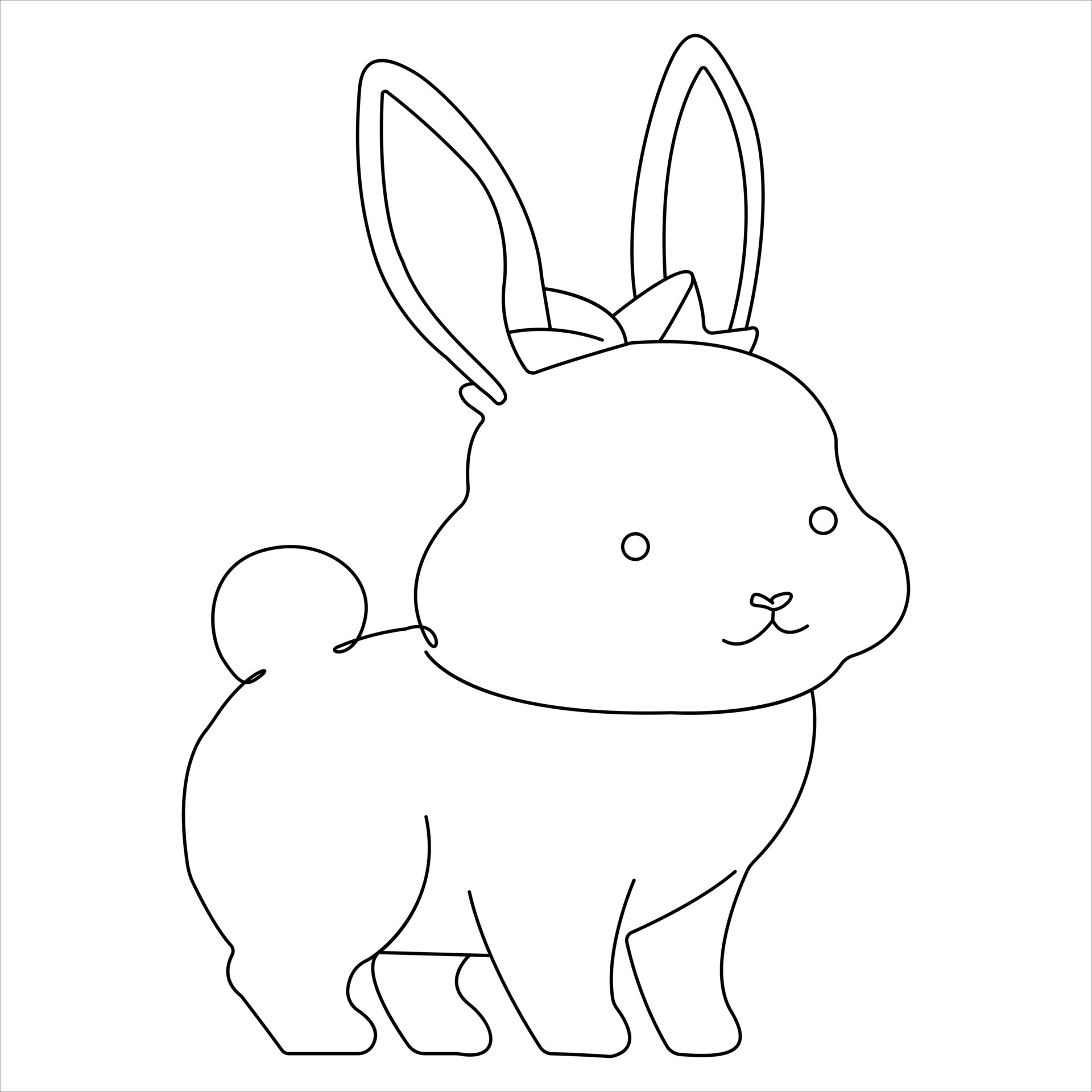 Single Line Continuous Drawing Of Cute Rabbit And Concept Easter Bunny Outline Vector