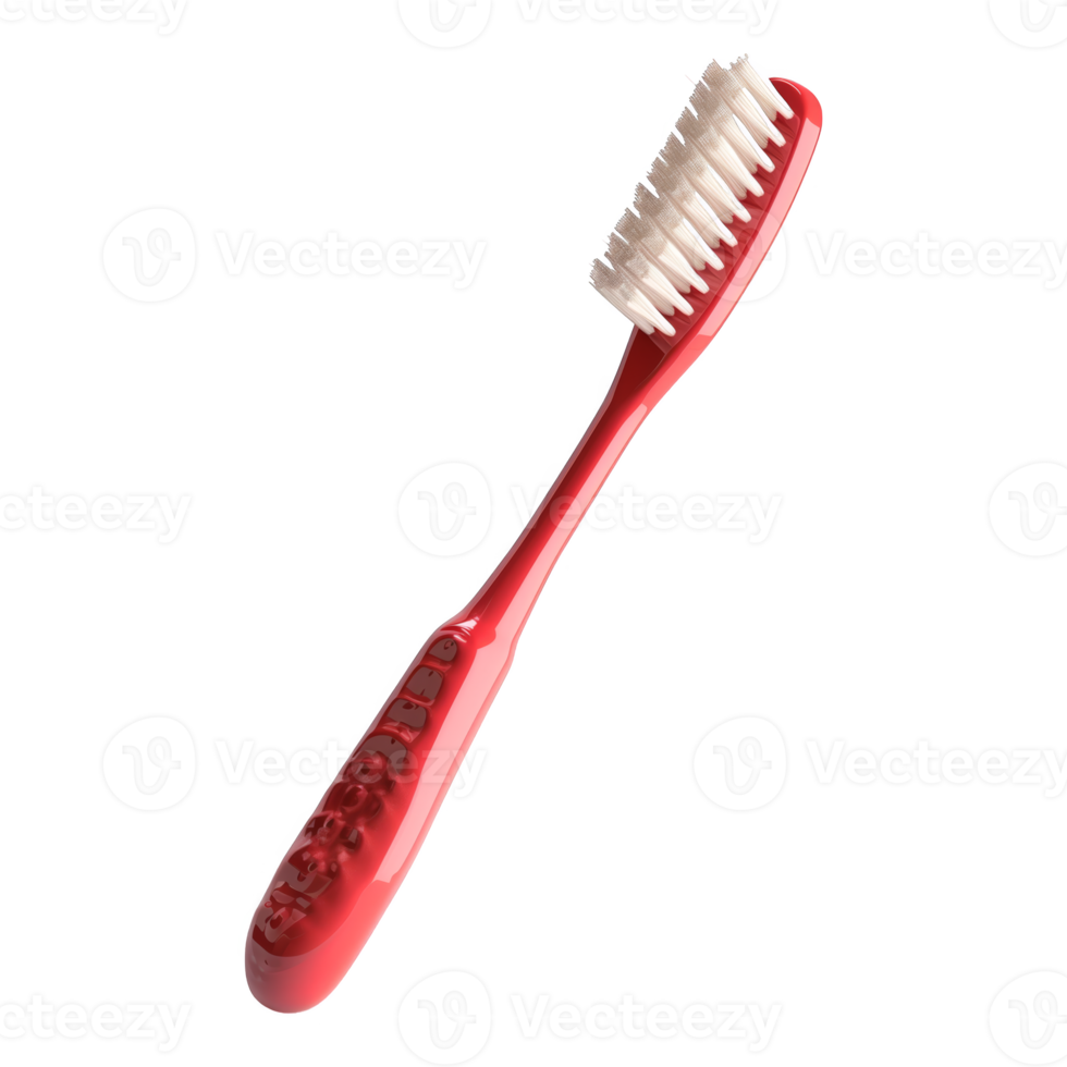 AI generated A red toothbrush with white bristles 42537023 PNG