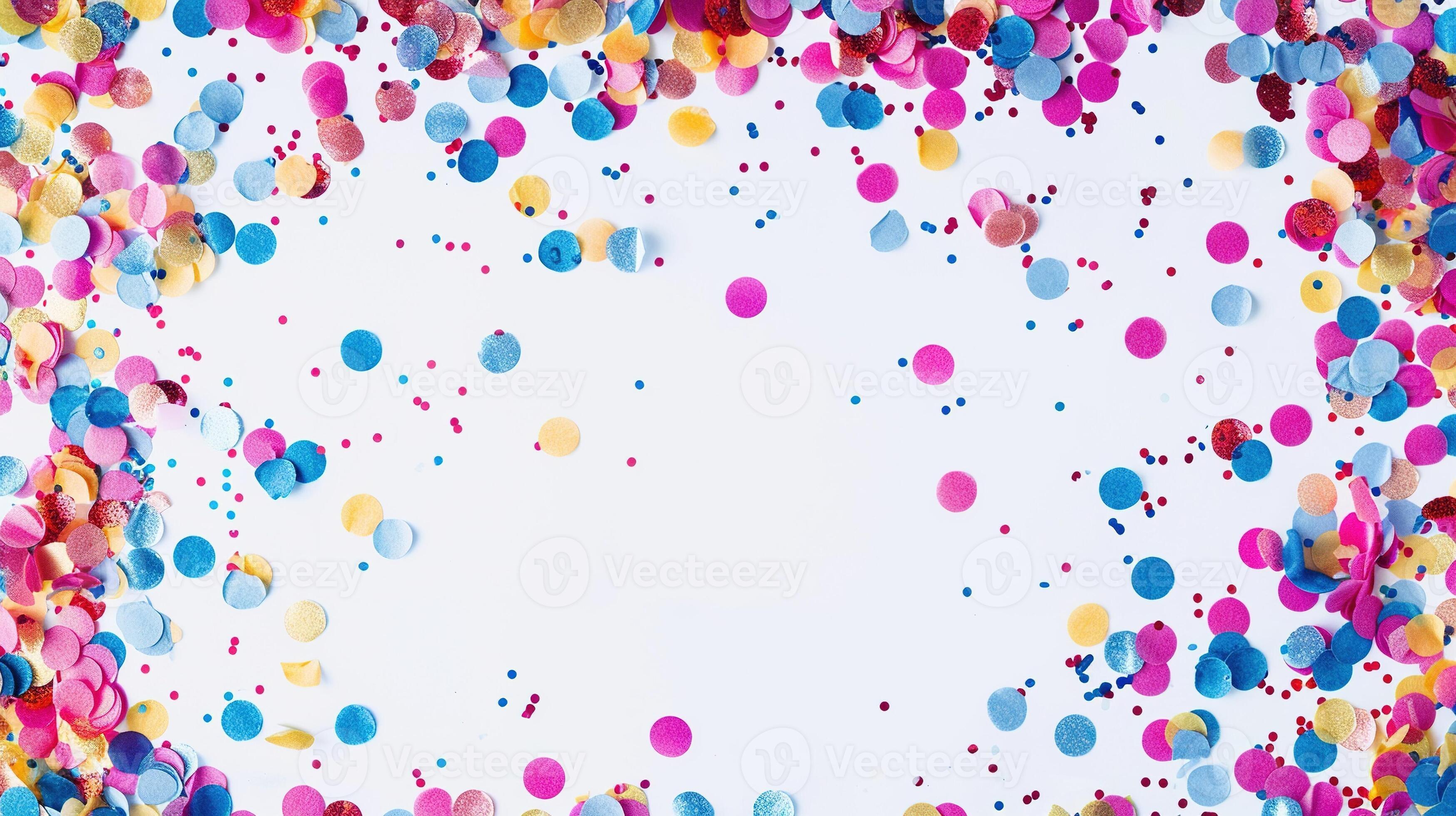 AI generated Colorful Confetti Border Frame Repeat Pattern on White Background. Copy Space ...