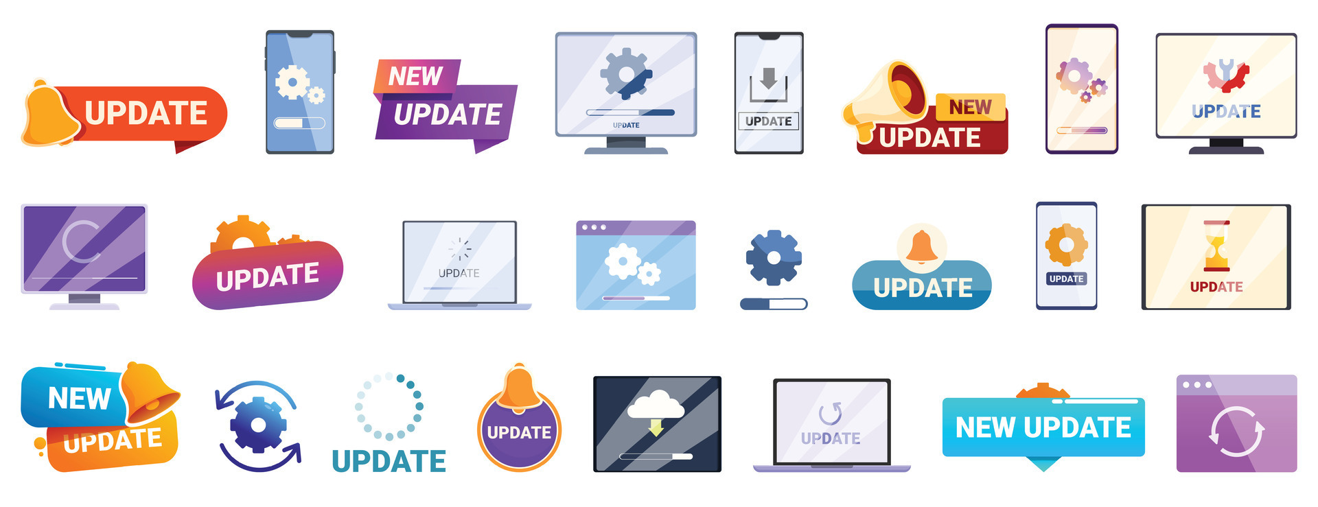 Update app software icons set cartoon vector. Platform system 42551928 ...