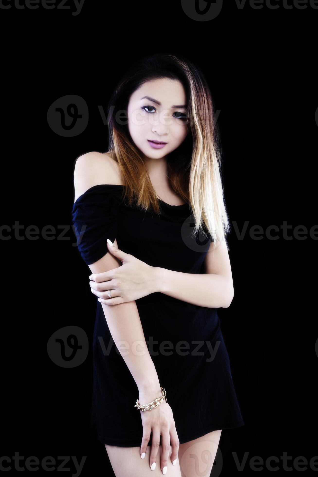 Attractive Asian American Woman Standing In Black Dress 42551944 Stock ... Attractive Asian American Woman Standing In Black Dress 42551944 Stock ...