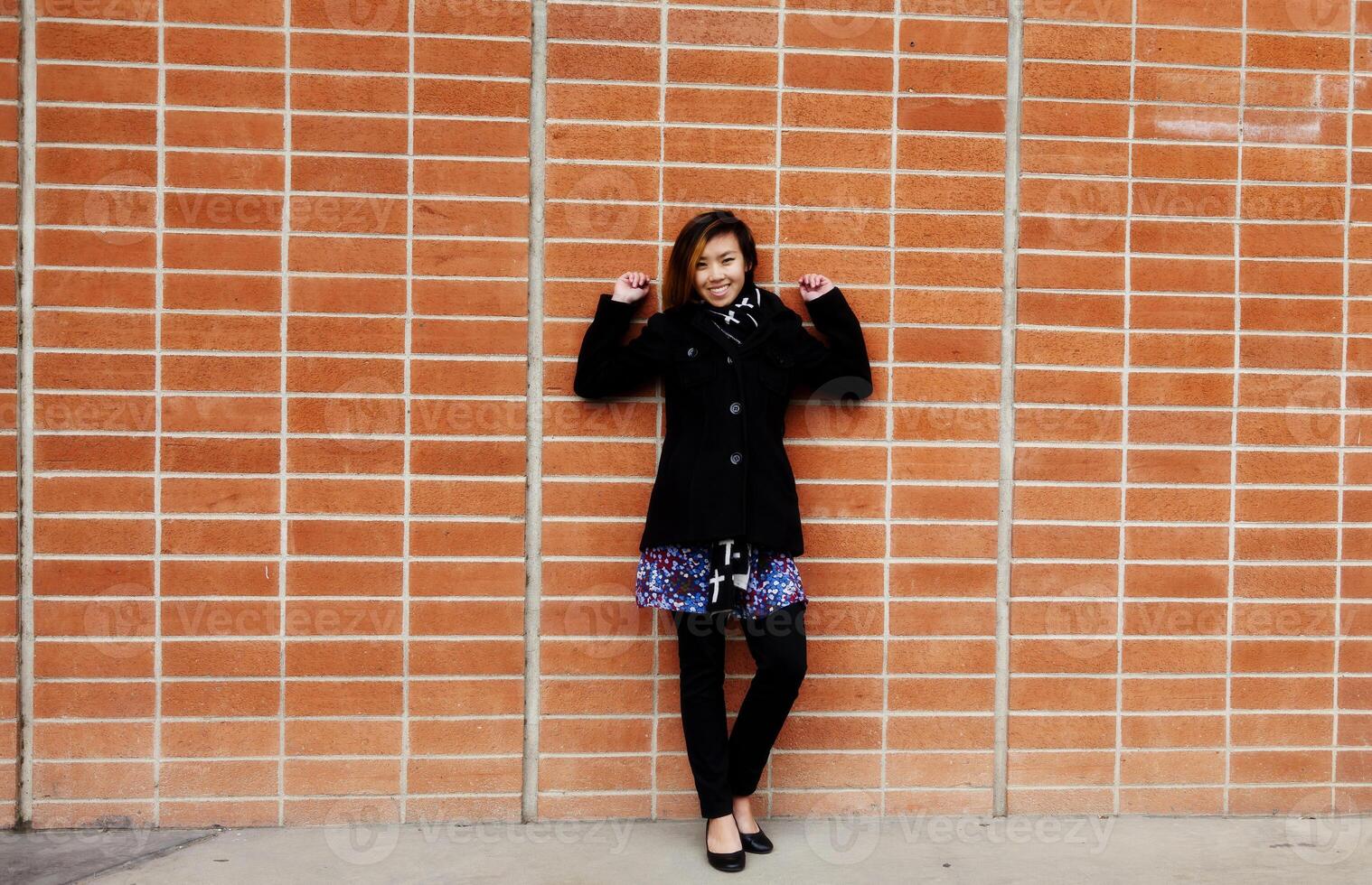 Smiling Attractive Asian American Woman Standing Brick Wall 42554225 ... Smiling Attractive Asian American Woman Standing Brick Wall 42554225 ...