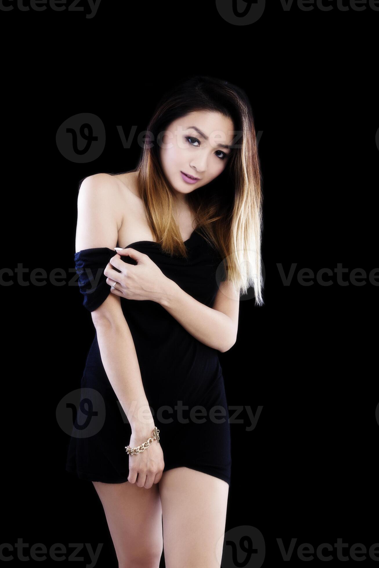 Attractive Asian American Woman Standing In Black Dress 42555976 Stock ... Attractive Asian American Woman Standing In Black Dress 42555976 Stock ...