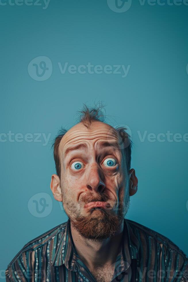 AI generated The man makes a funny face. Funny funny portrait of a man ...