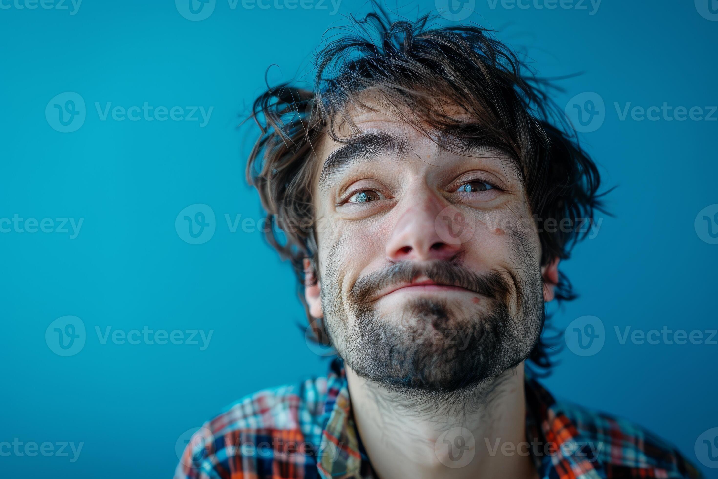 AI generated The man makes a funny face. Funny funny portrait of a man ...