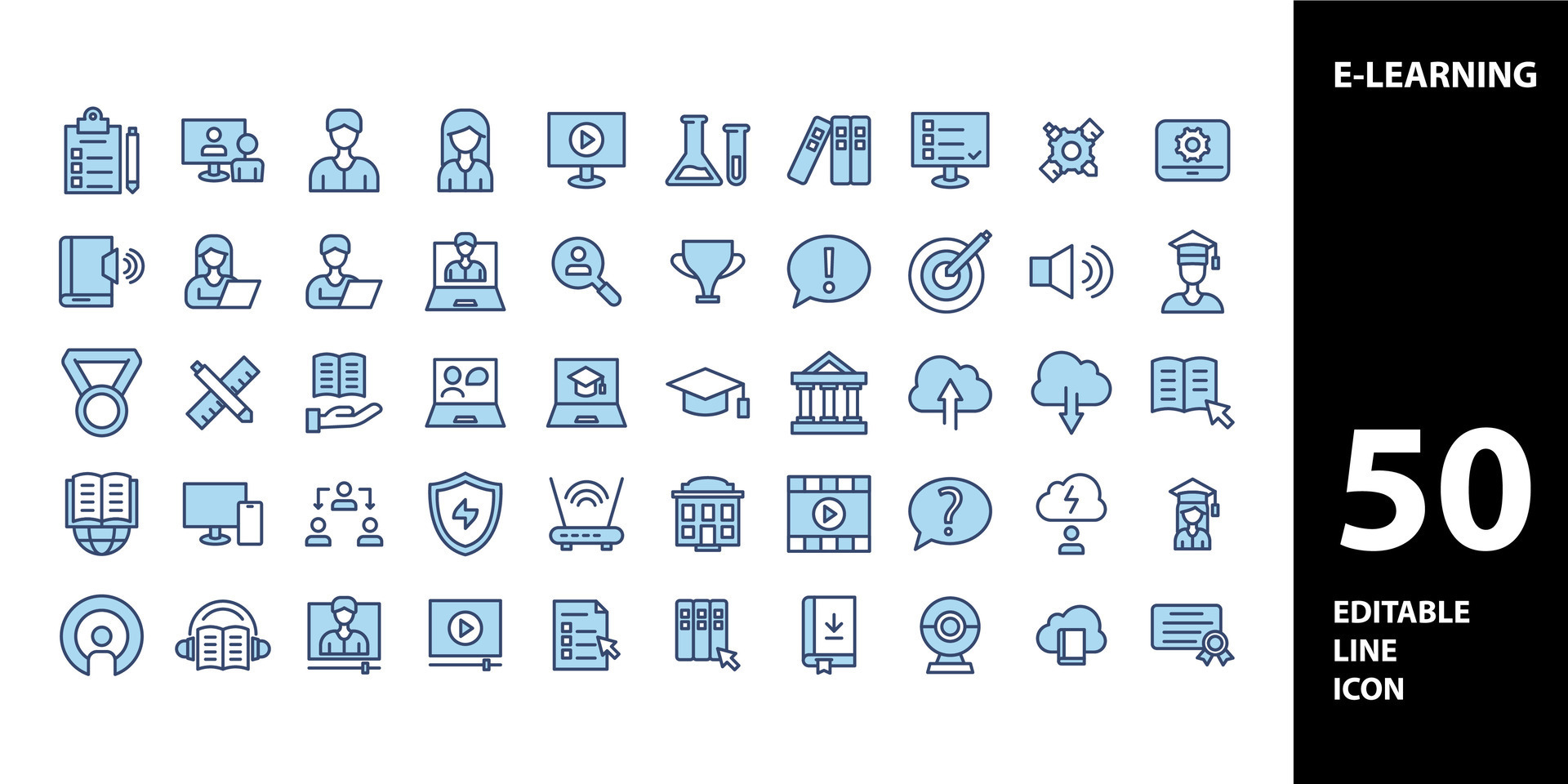 E Learning Icons Set Collection Of Simple Editable Icons For Web