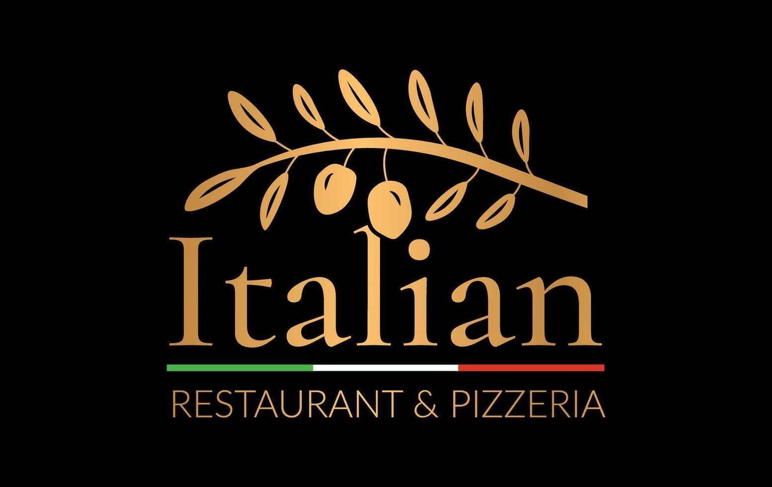 Elegant Italian Restaurant and Pizzeria Logo with Gold Olives 42568296 Vector Art at Vecteezy