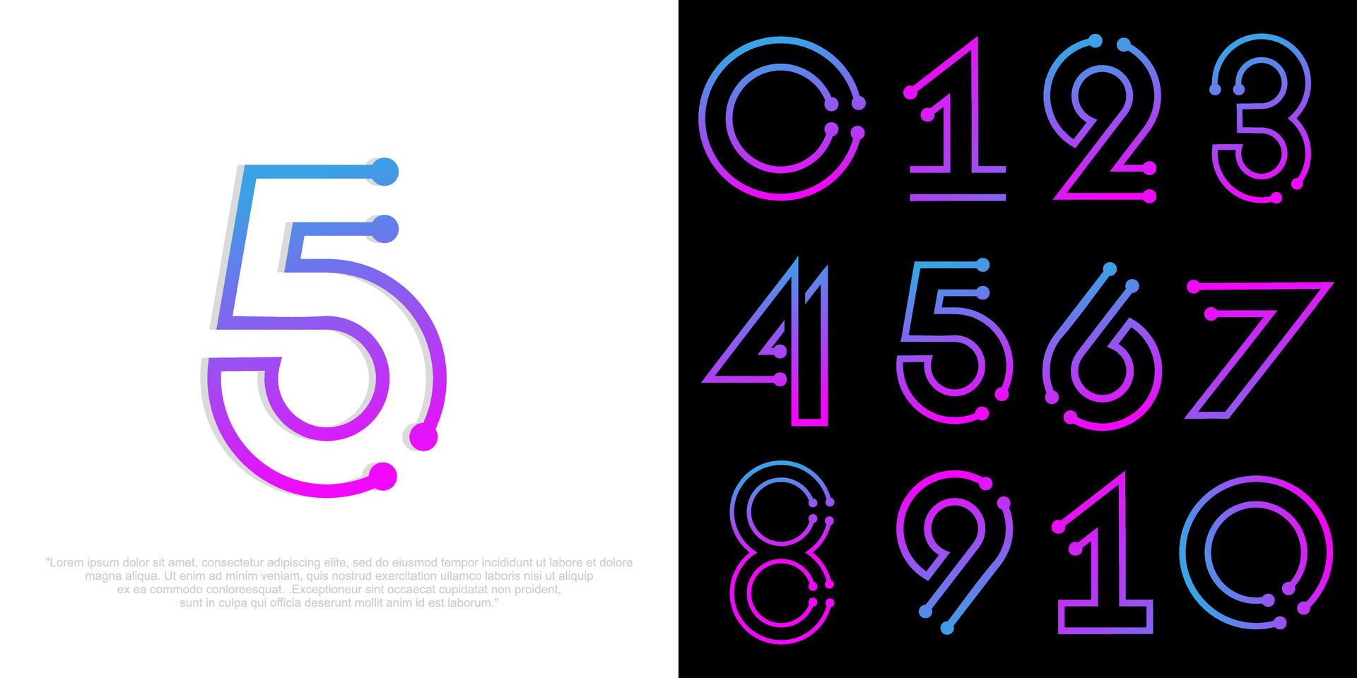 Number set font alphabet, modern dynamic flat design . Technology ...