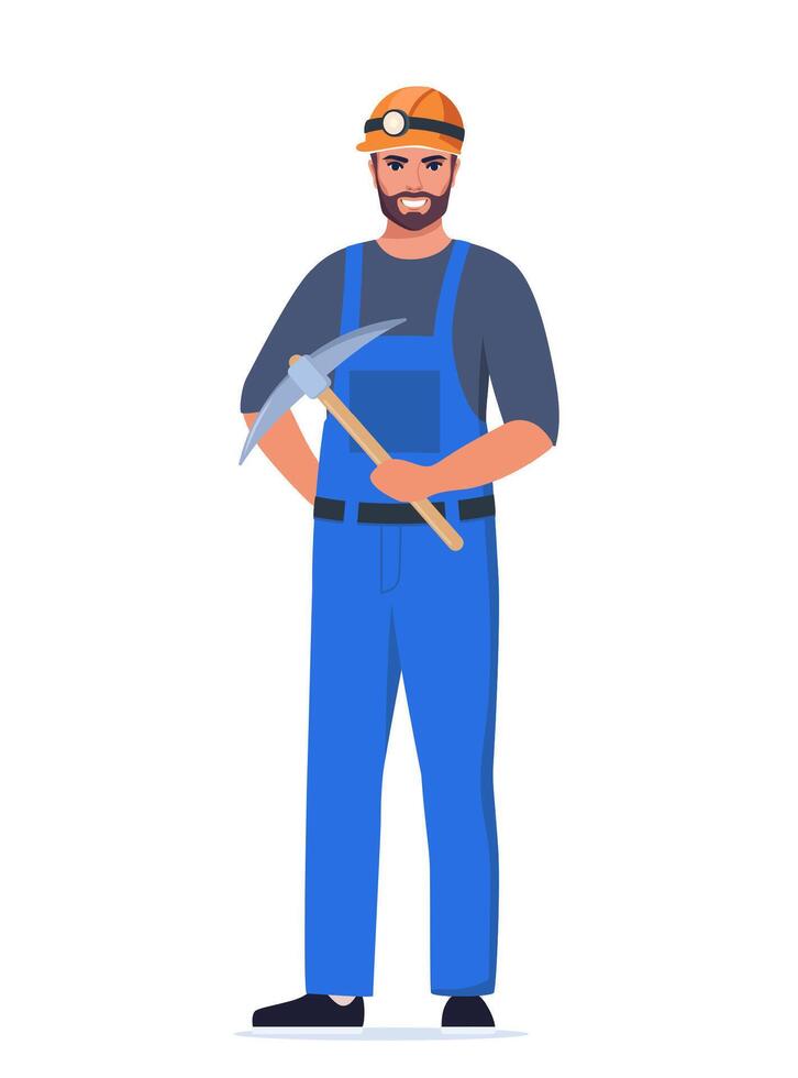 Miner man character, coal or minerals mining, Worker in uniform with ... Miner man character, coal or minerals mining, Worker in uniform with ...