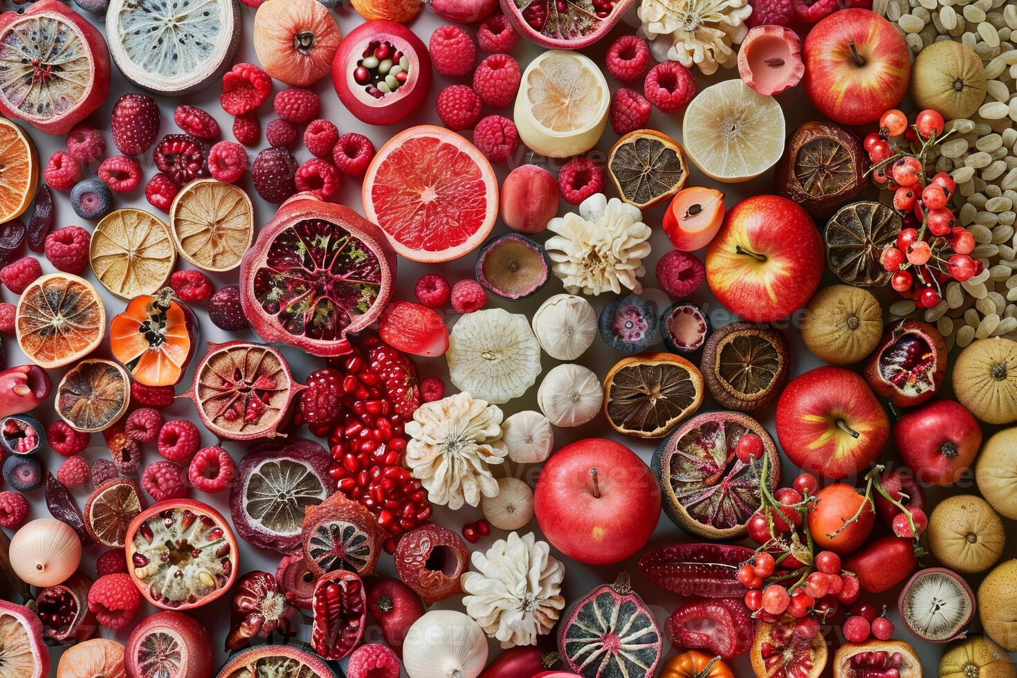 AI Generated Colorful assortment of fresh fruits and berries ...