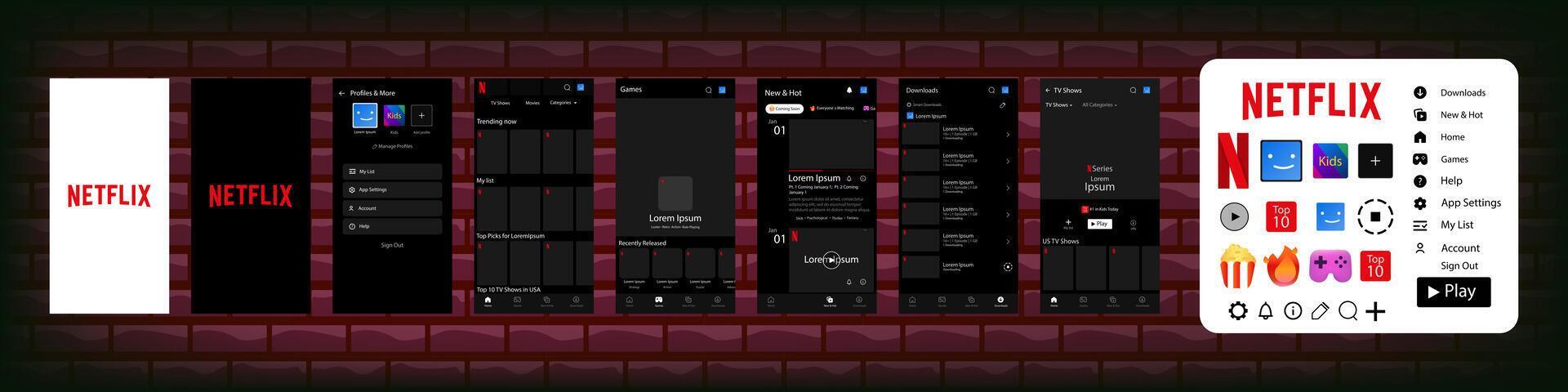 Netflix interface with button. Netflix screen social media, social ...