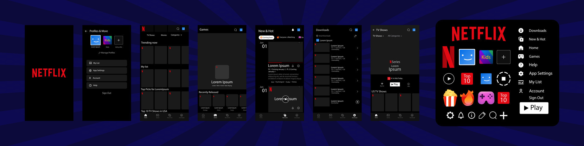 Netflix interface with button. Netflix screen social media, social ...